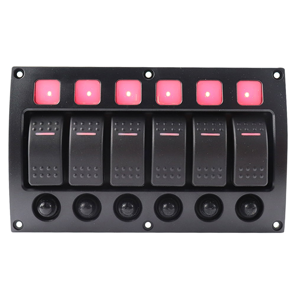 GOOHOCHY 12 V/24V Waterproof Switch Panel Black LED Indicator - Walmart.com