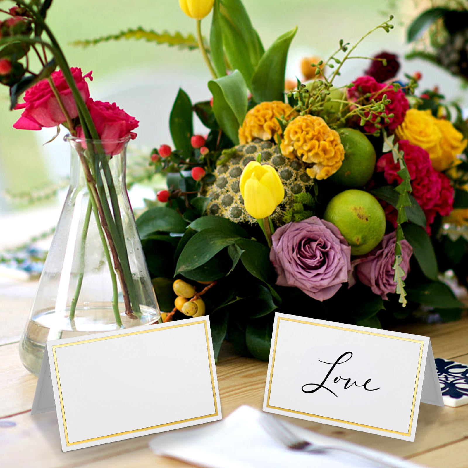 GOOHOCHY 120pcs Place Cards Blank Seating Name Cards Table Tent Cards ...