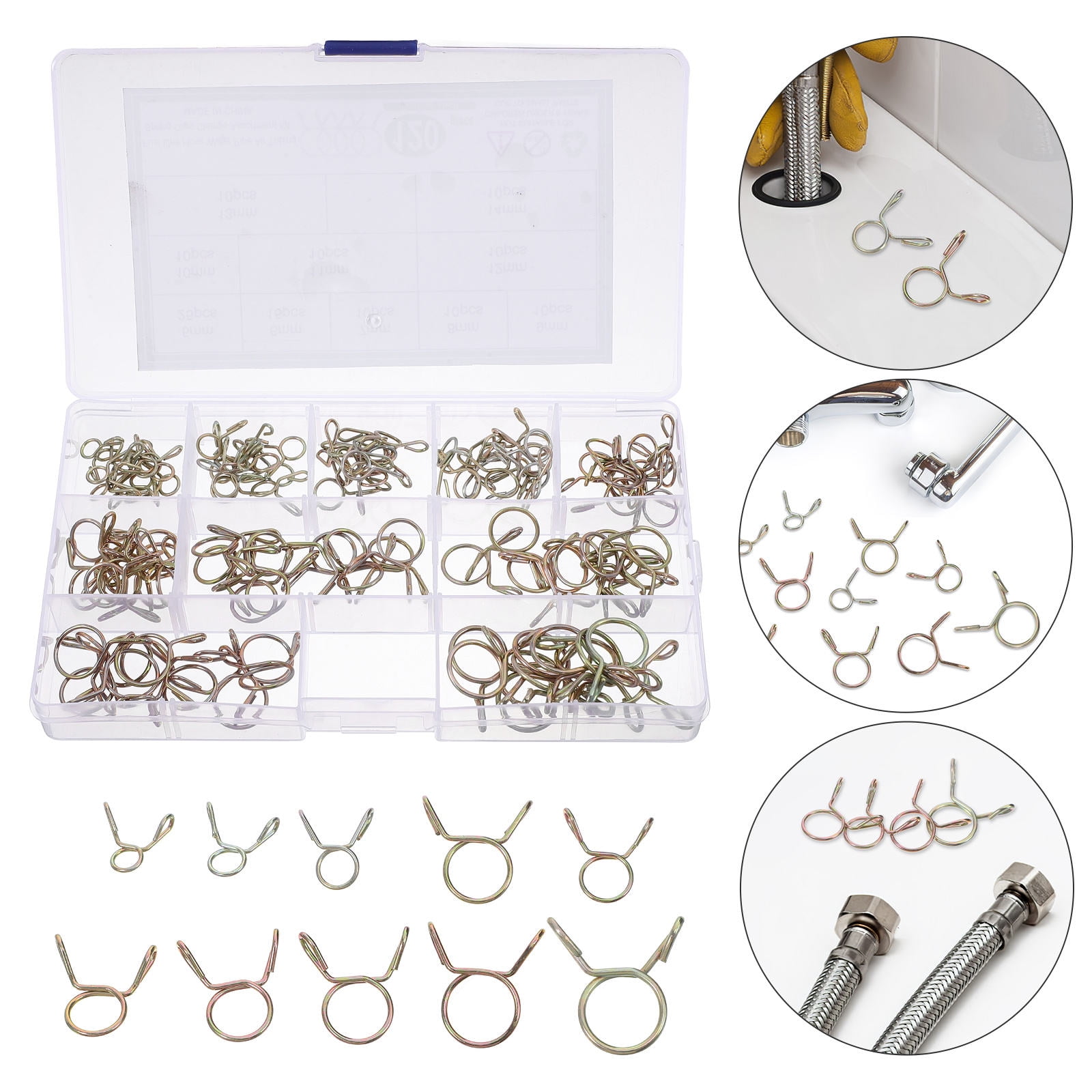 GETAJGHSD 120pcs Fuel Hose Clamps Zinc Tool Kit Component Maintenance ...