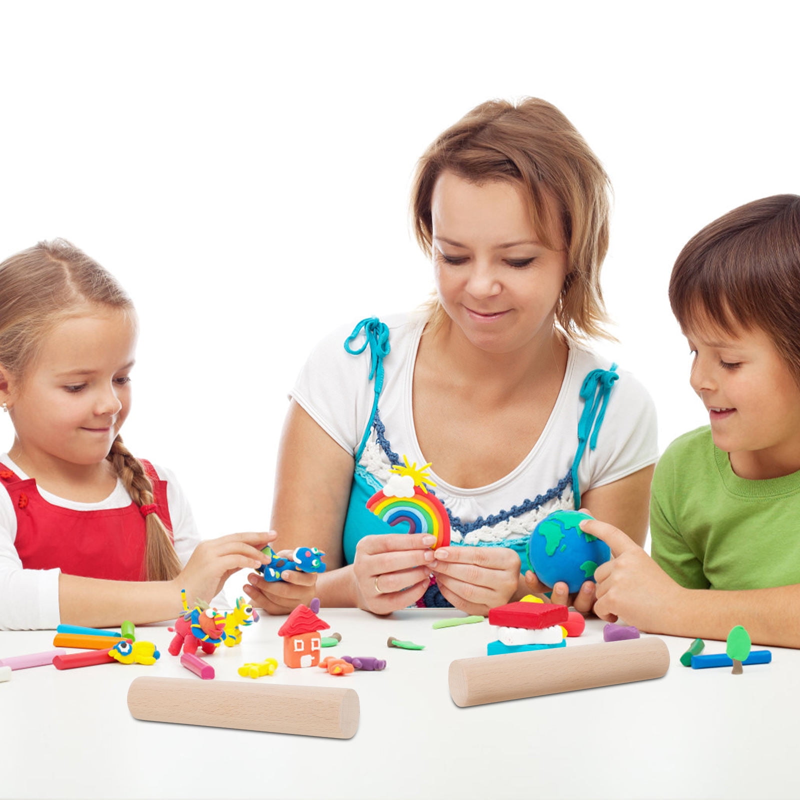 GOOHOCHY 12pcs Unfinished Wooden Dowel Rods for Craft Use Beige Color ...