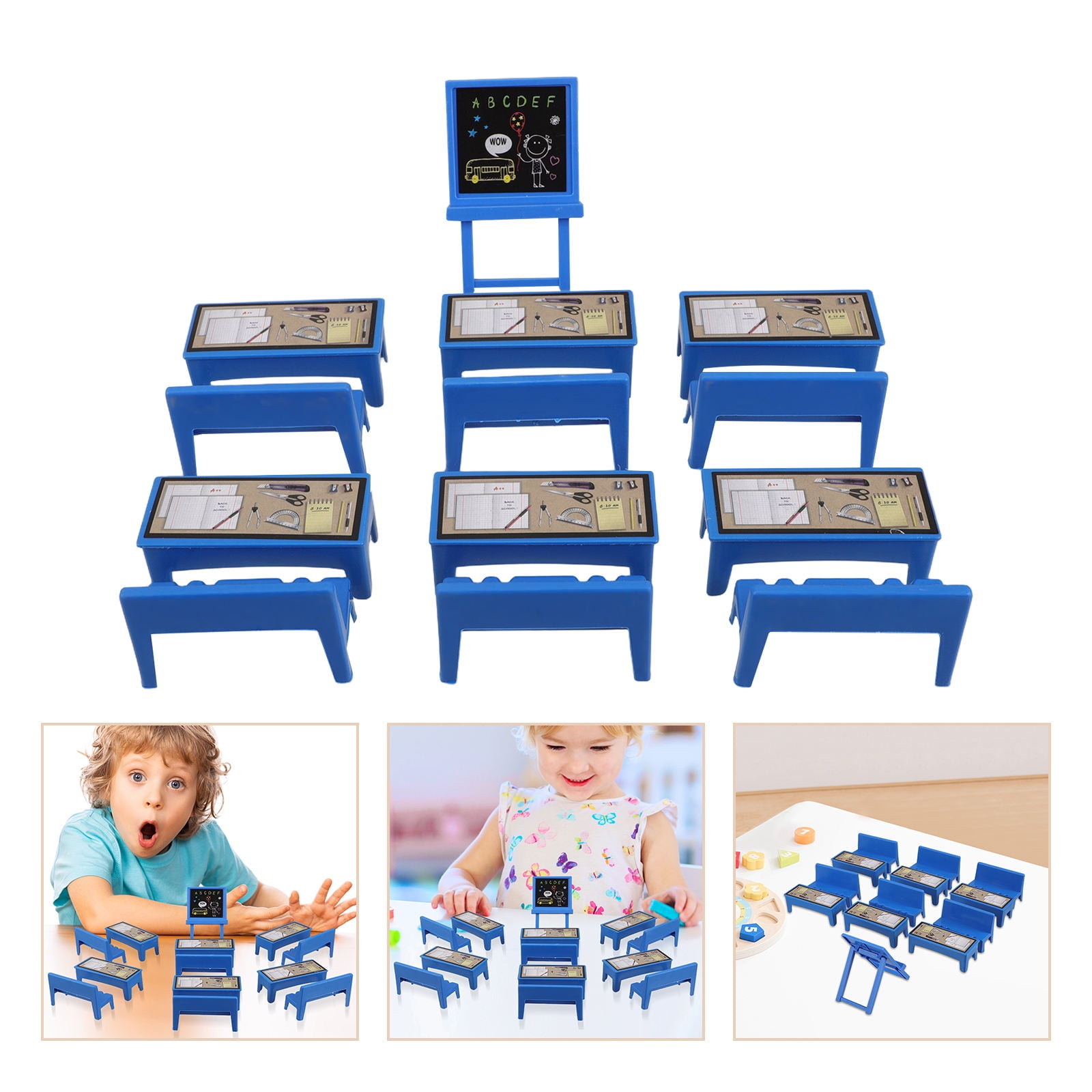 GOOHOCHY 13pcs Miniature School Playset for Kids Dollhouse Furniture ...