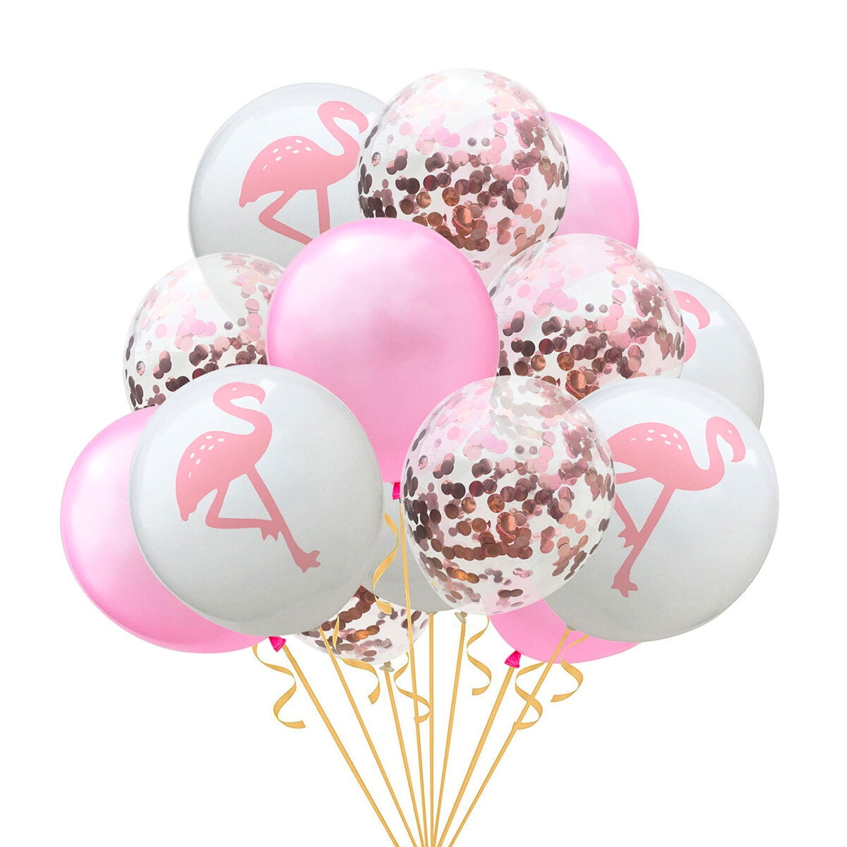 GOOHOCHY 15Pcs 12inch Rose Gold Paillette Confetti Balloons Hawaii ...
