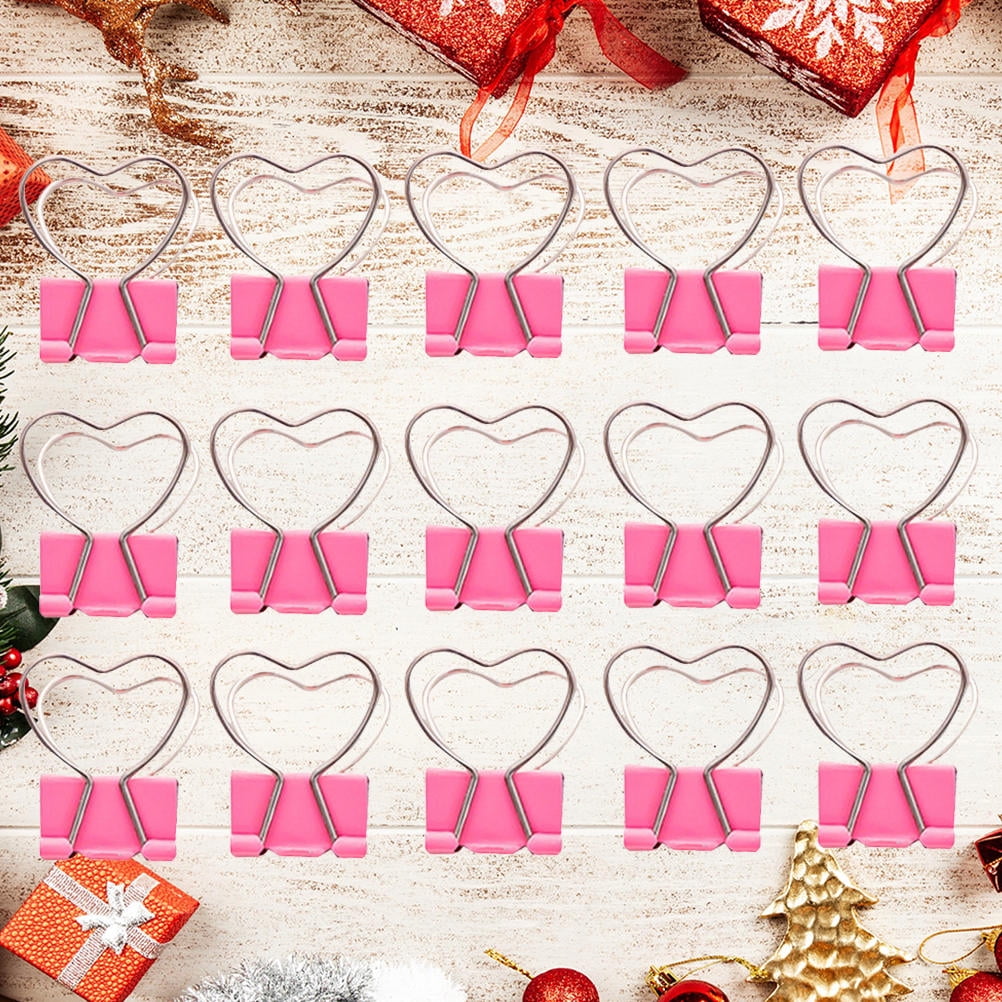 GOOHOCHY 15Pcs Mini Small Paper Clip Pink Love Long Tail Heart Hollow ...