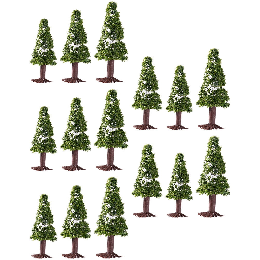 HONMEET Green Pine Tree Model 15 Pcs DIY Scenery Realistic Design ...