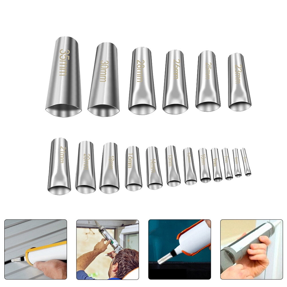 GOOHOCHY 18 Pcs Caulk Stainless Steel Rubber Nozzle Set Special Texture ...