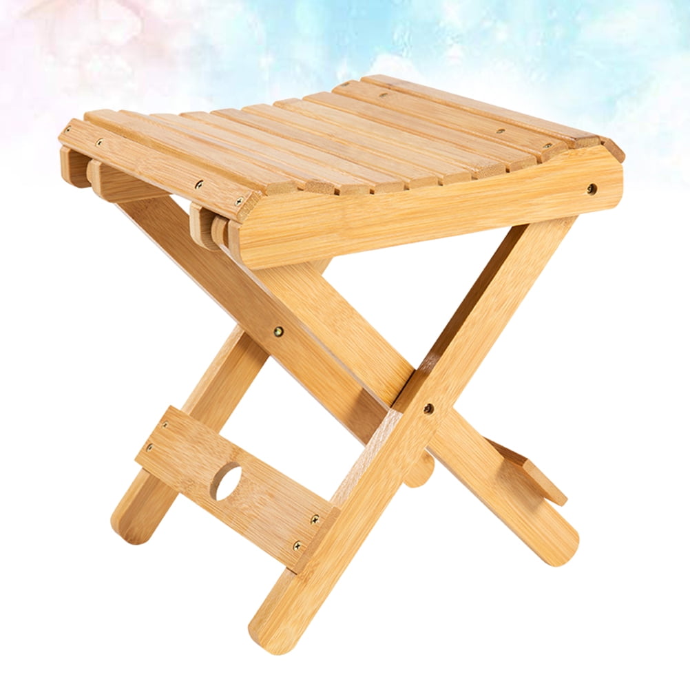 GOOHOCHY 1PC Bamboo Folding Stool Portable Small Stool Multi-purpose Low Stools Chairs Solid ...
