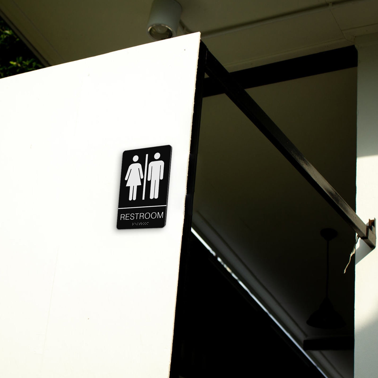 GOOHOCHY 1Pcs Black Rectangular Restroom Sign Easy Installation for ...