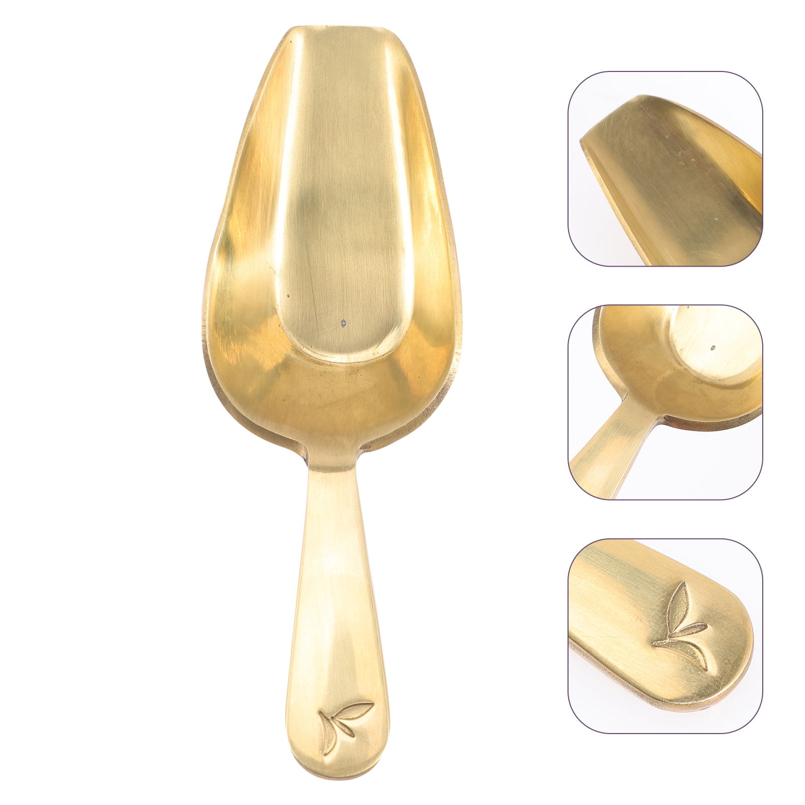 GOOHOCHY 1Pcs Coffee Bean Spoon Brass Teaspoon Classical Design Mini ...