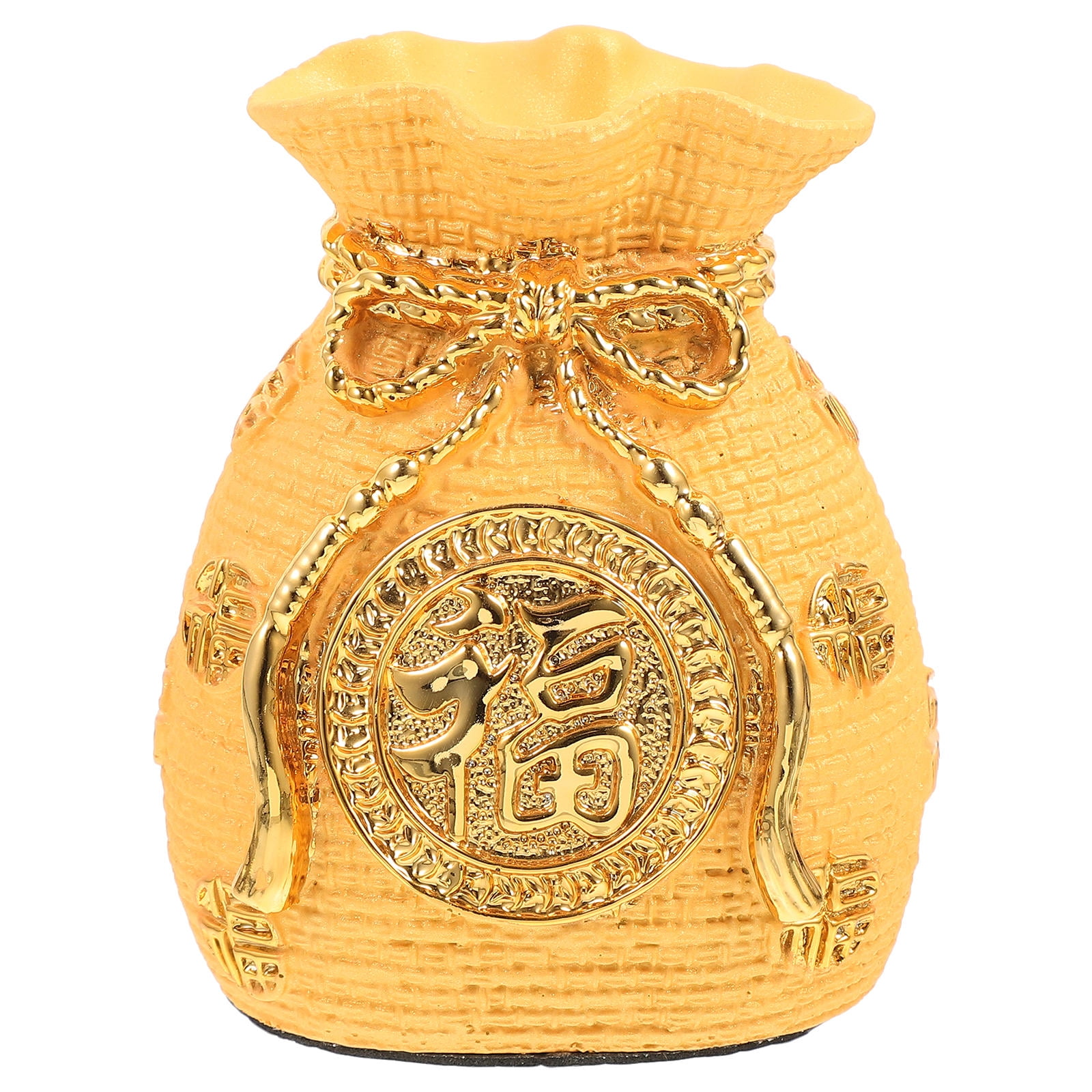 GOOHOCHY 1Pcs Lucky Piggy Bank Golden Money Bag Model Resin Saving ...