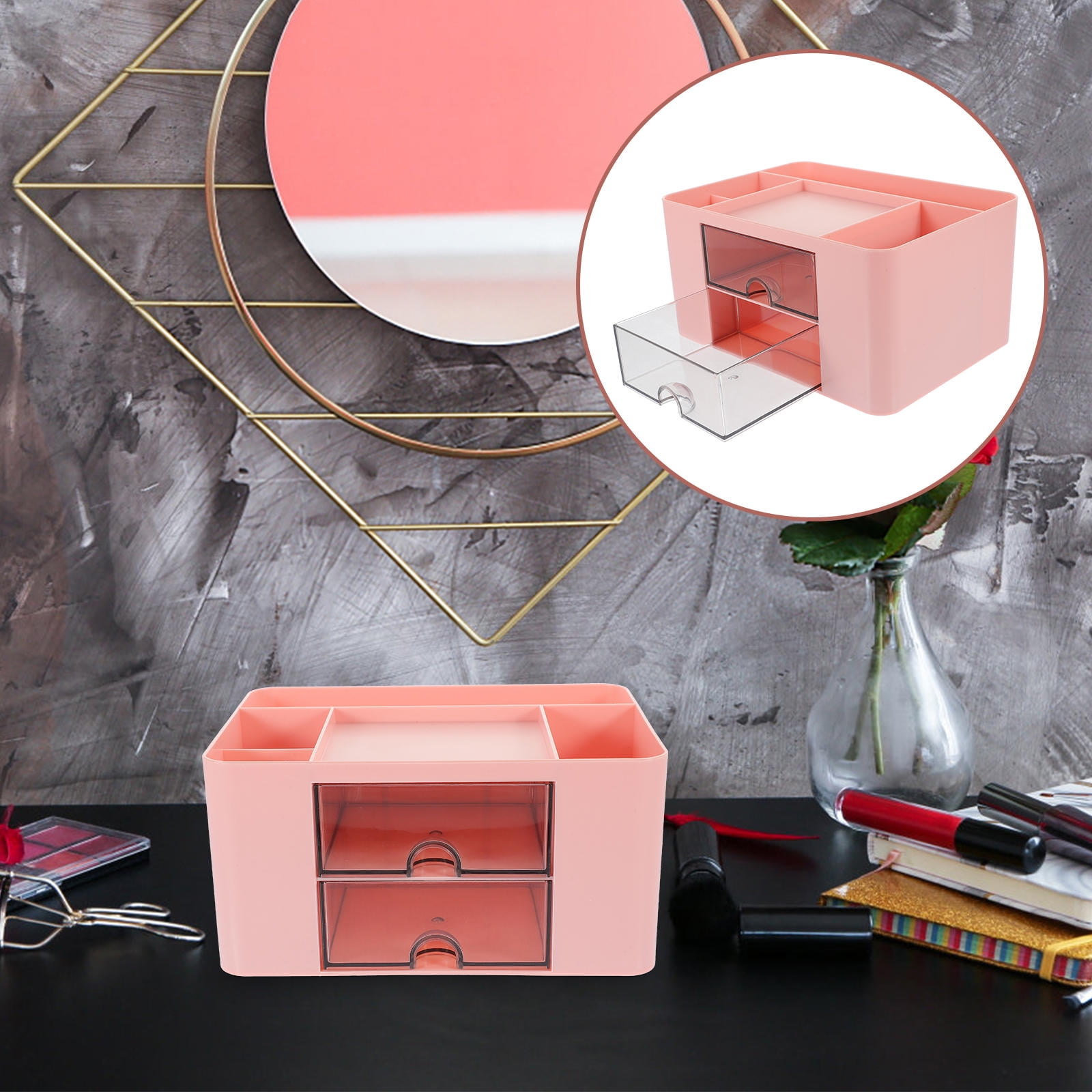 GOOHOCHY 1Pcs Tabletop Storage Box Pink Hips Drawer Desktop Storage ...