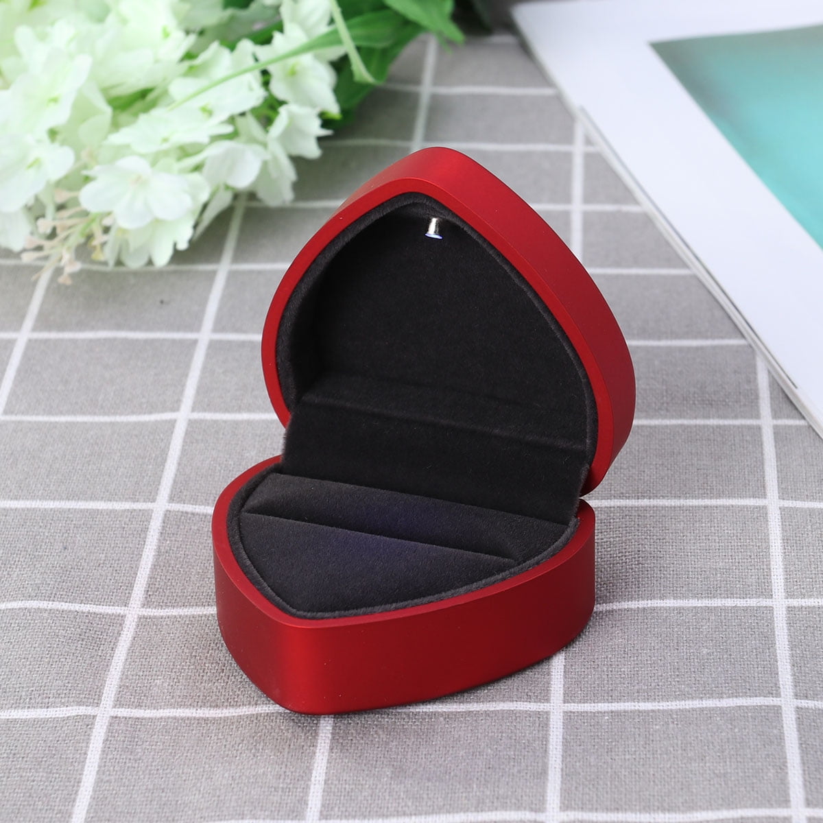 GOOHOCHY 1Pcs Valentine's Day Heart Shaped Ring Box With LED Lighting ...