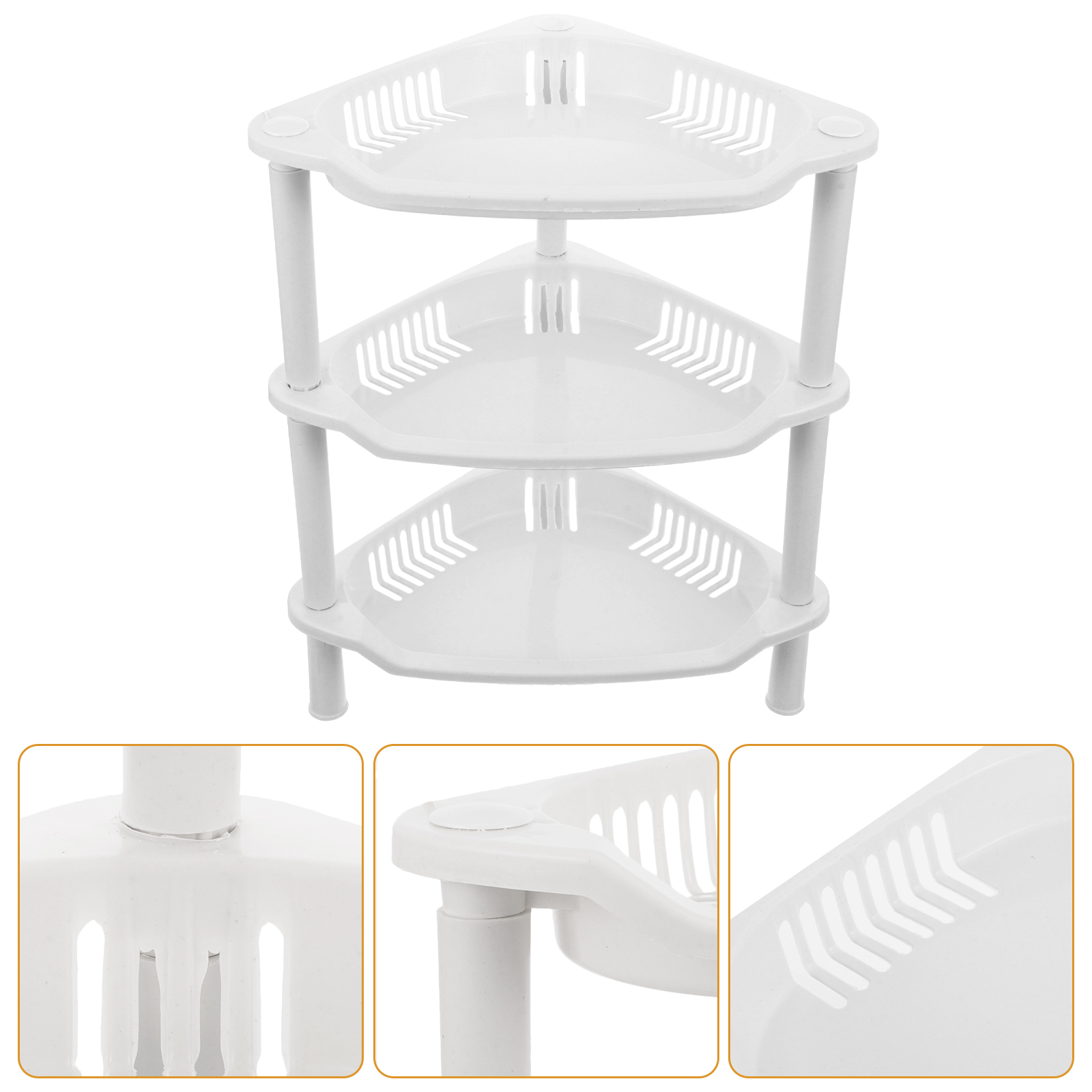 GOOHOCHY 1Piece Plastic Corner Shelf Organizer Triangle Three-Tiered ...