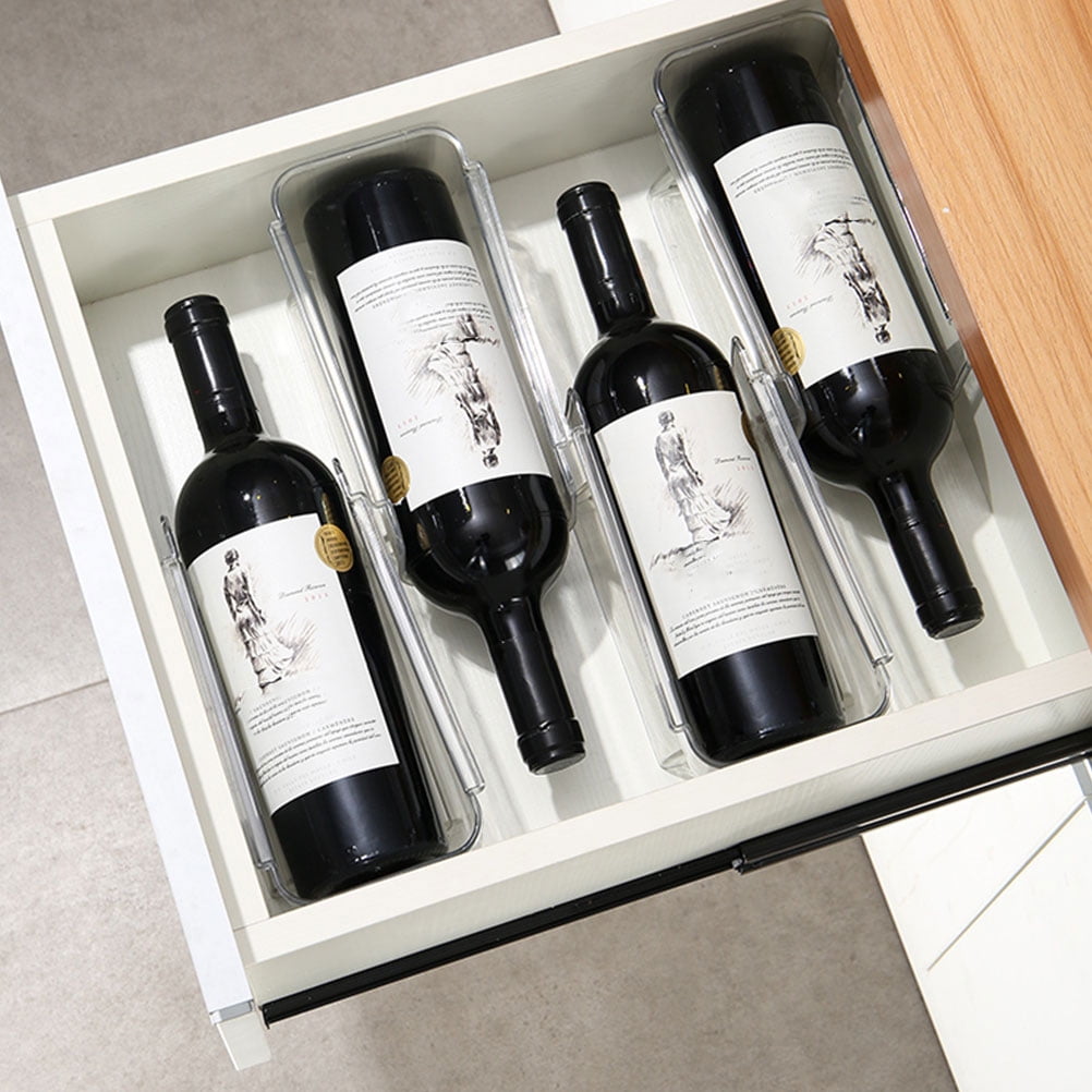 GOOHOCHY 2 Pcs Countertop Wine Bottle Storage Drawer Rack Transparent ...