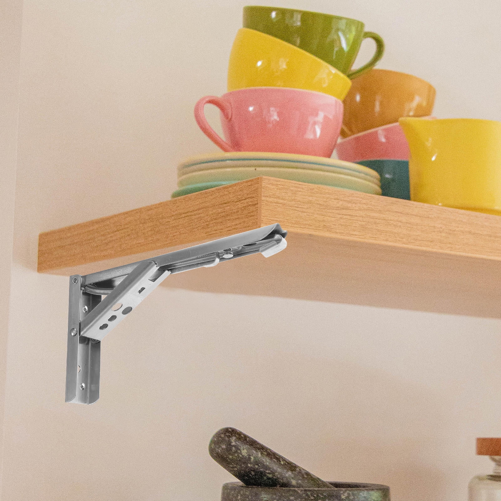 GOOHOCHY 2 Pcs Mounted Black Stainless Steel Bracket Garage Shelf Easy ...