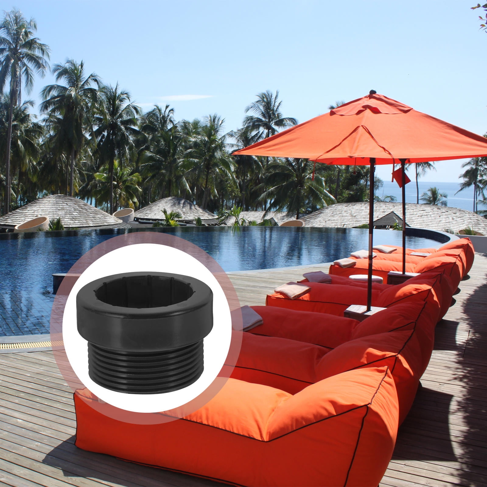 GOOHOCHY 2 Pcs Pool Parasol Outdoor Umbrella Black - Walmart.com