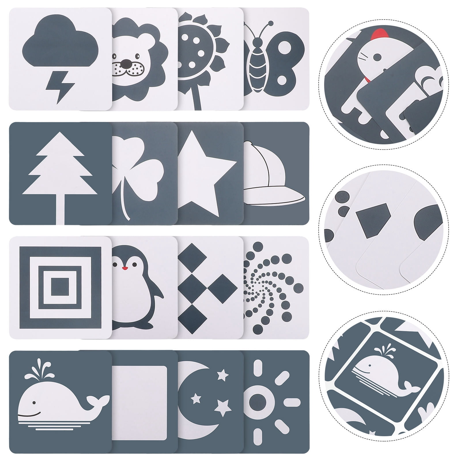 GOOHOCHY 2 Sets Baby Color Sensory Cards High Contrast Baby Flashcards ...