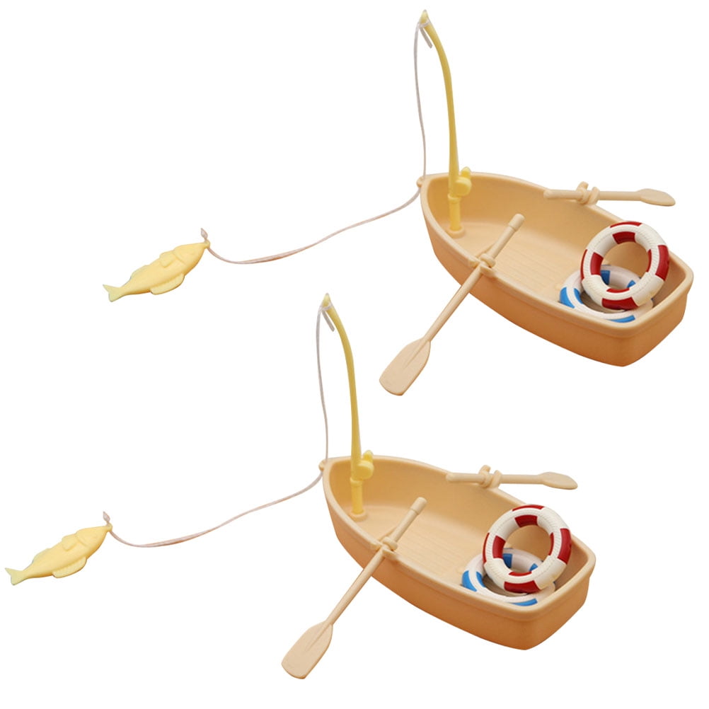 GOOHOCHY 2 Sets Small Toy Boat Plastic Mini Fishing Boats For Mini ...