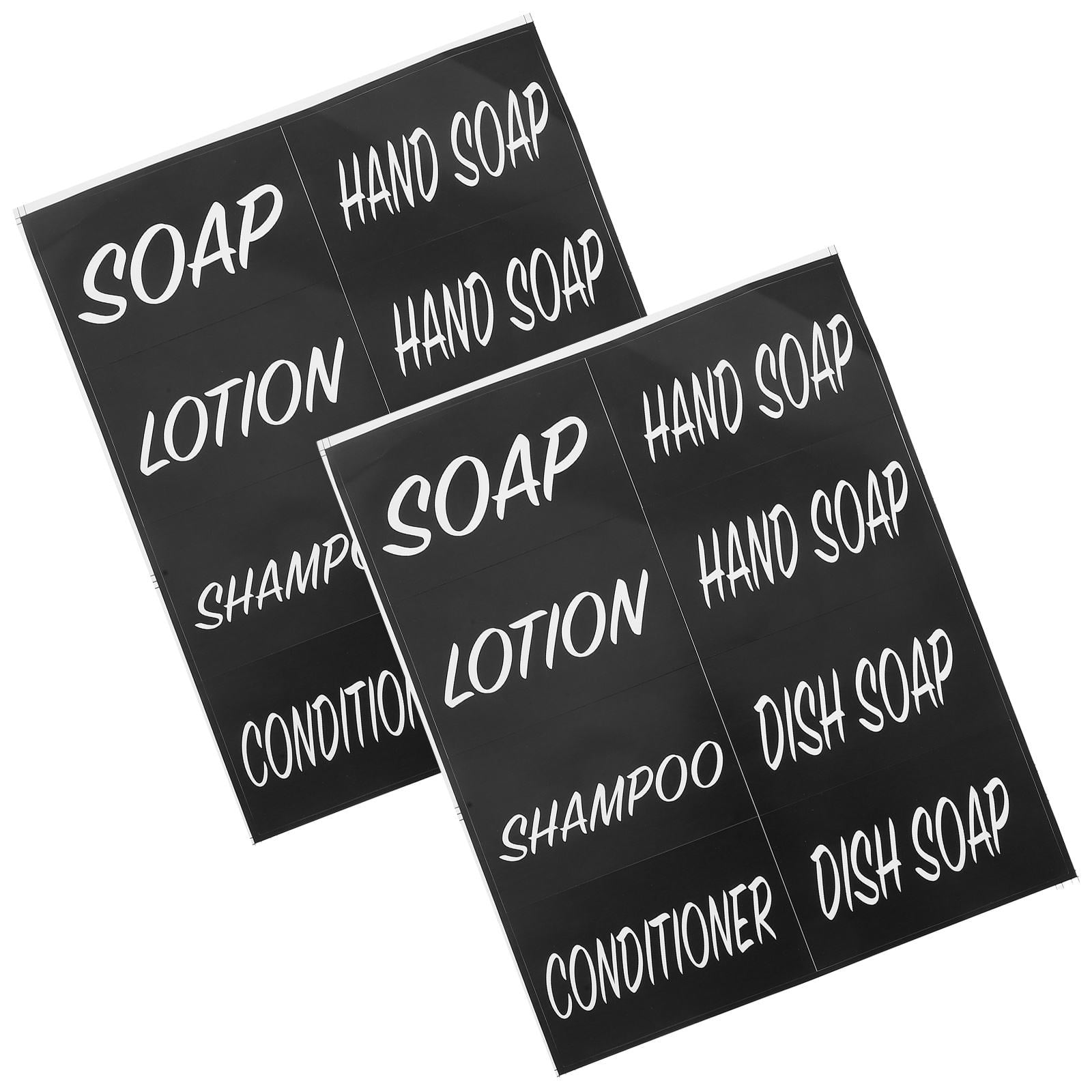 FUEENIRVA Modern Design Bathroom Shower Bottle Labels Black 2Set 8.3X6 ...