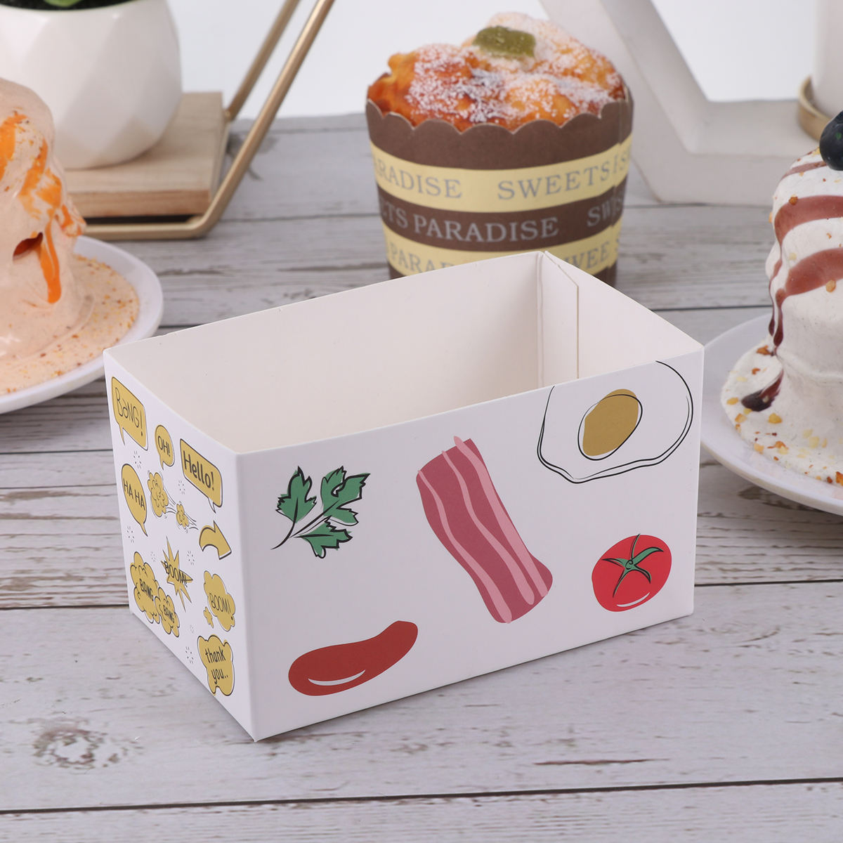 GOOHOCHY 20 PCS Containers Breakfast Box Food-grade Paper Standard Size ...