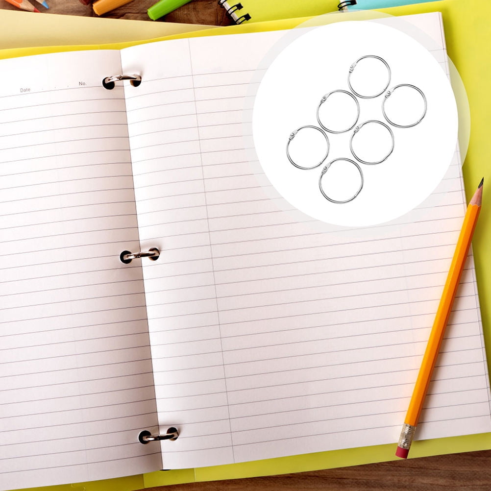 GOOHOCHY 20 Pcs Loose Leaf Binder Rings Small Tags Hoop Office Silver ...