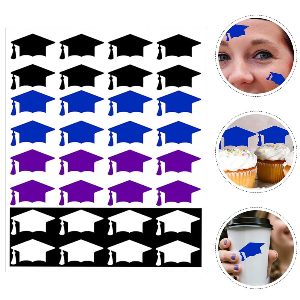 GOOHOCHY 20 sheets of Graduation Cap Stickers Cap Shaped Adhesive ...