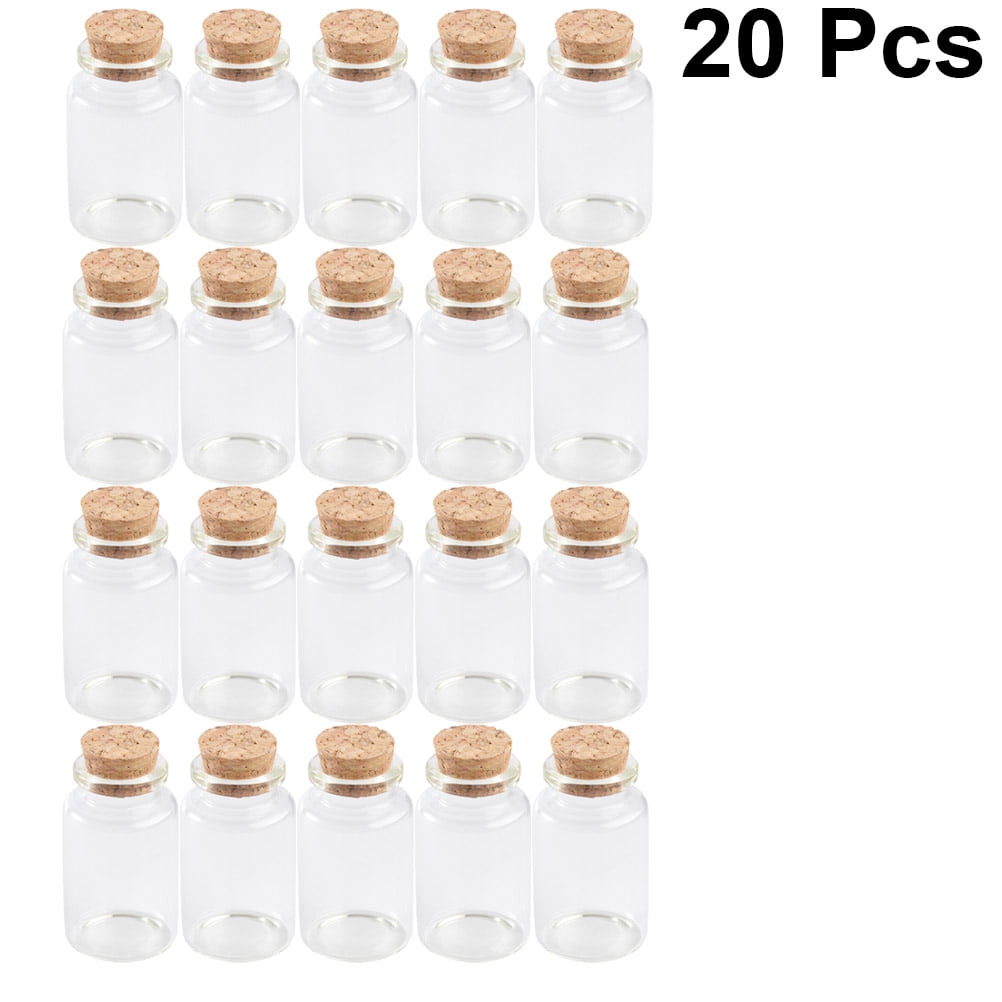 GOOHOCHY 20Pcs Clear Vials Bottles Glass Storage Container Cylindrical ...