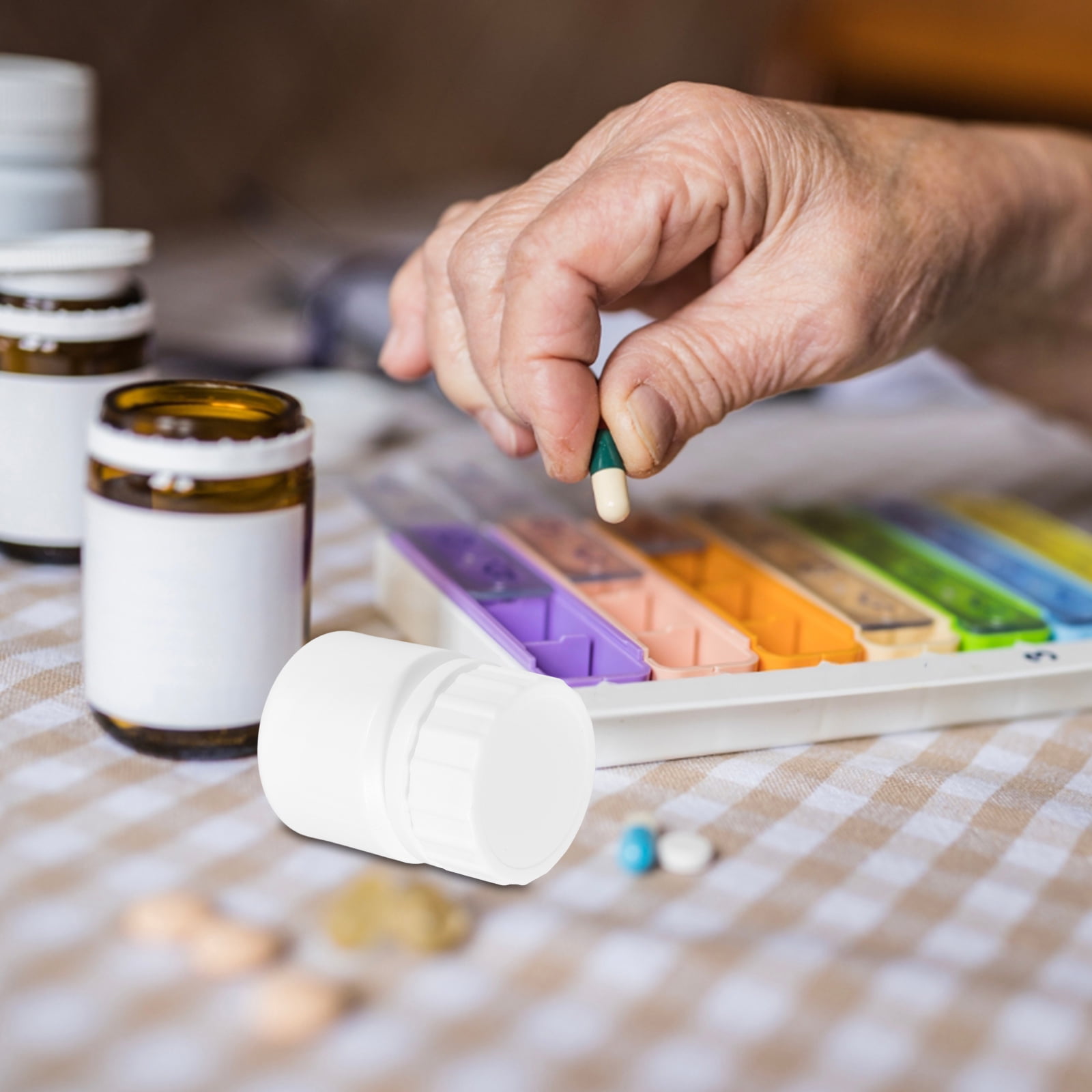 GOOHOCHY 20pcs 30ml White Plastic Pill Bottles Empty Medicine Storage ...