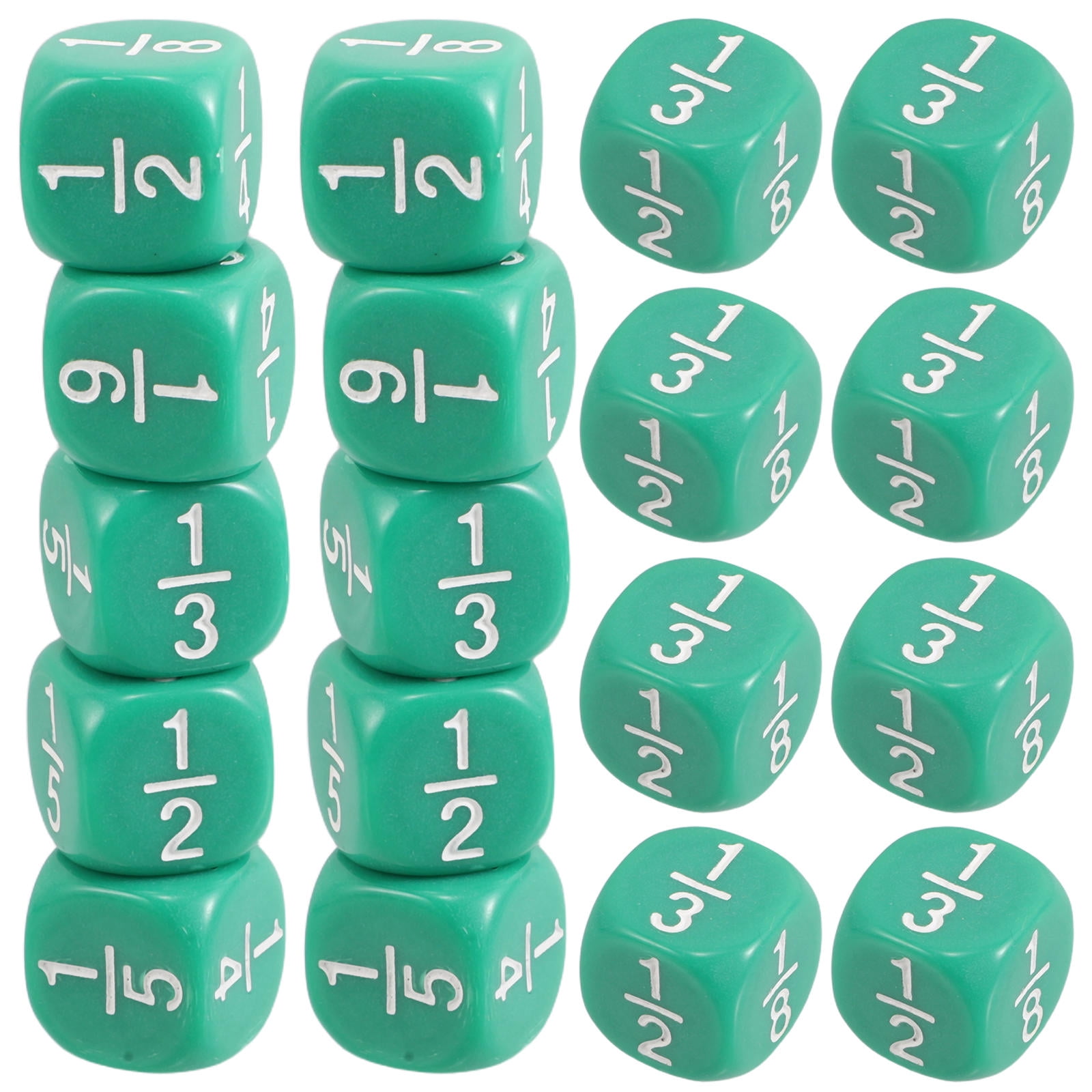 GOOHOCHY 20pcs Multi Sided Fraction Dice Set For Kids Rounded Corners ...