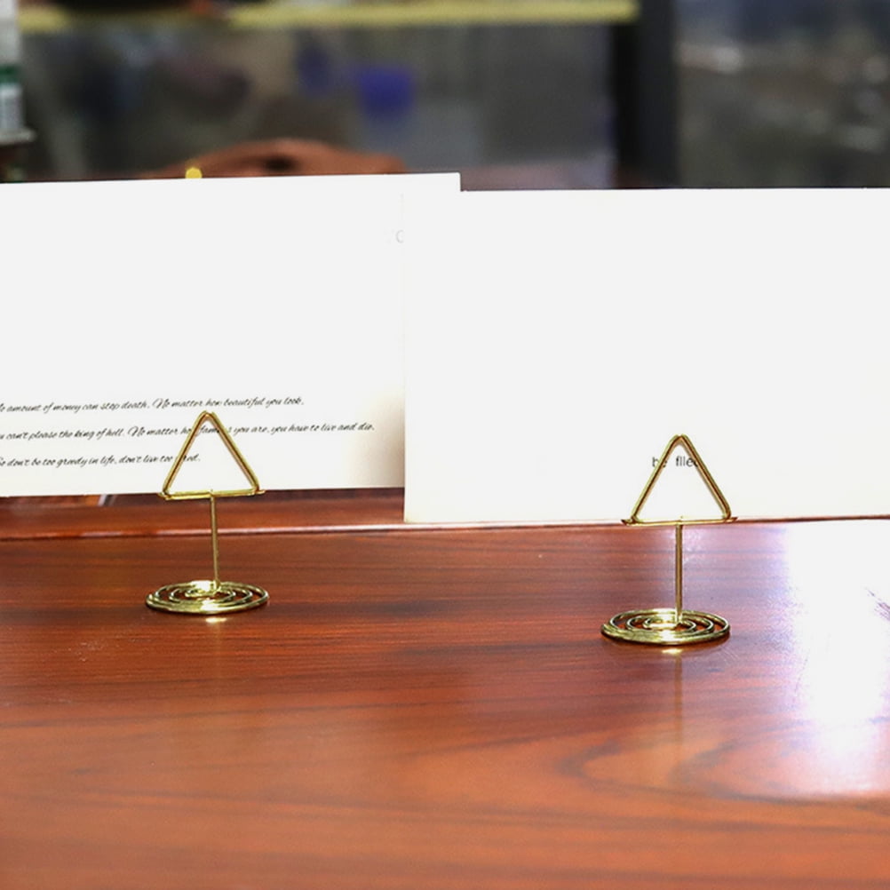 GOOHOCHY 20pcs Table Number Holders Gold Triangle Note Card Holders ...