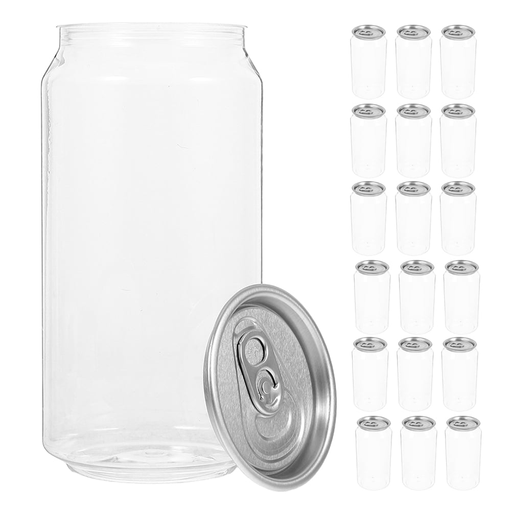 GOOHOCHY 20pcs Transparent Juice Bottles with Lids Clear PET Drink ...