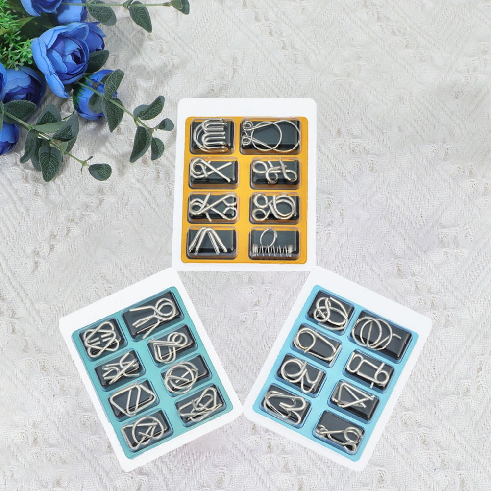GOOHOCHY 24 Pcs IQ Test Toys Brain Teaser Metal Wire Puzzles Trick Toy ...