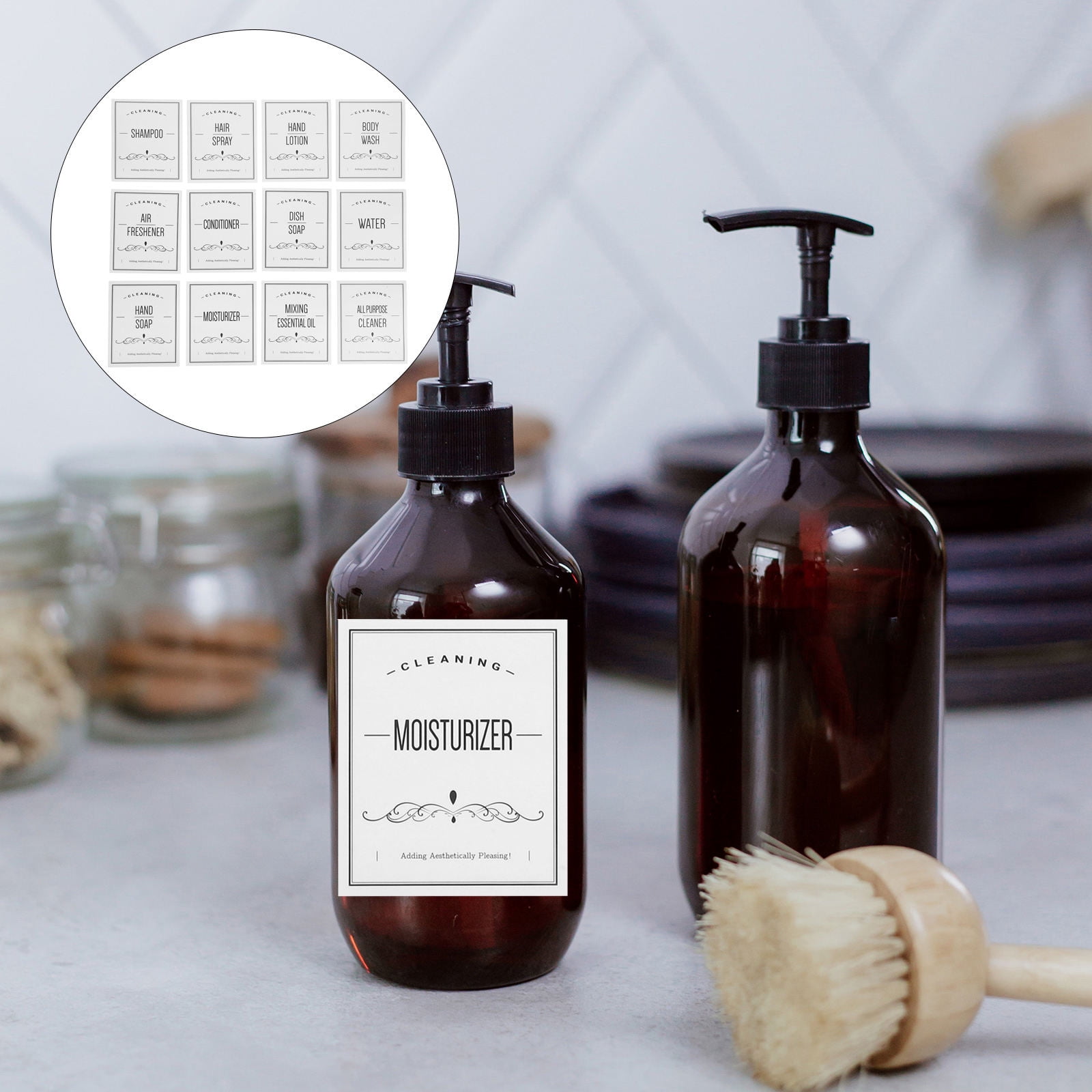 GOOHOCHY 24Pcs Shampoo Sub-bottle Stickers Simple Design Bathroom Label ...