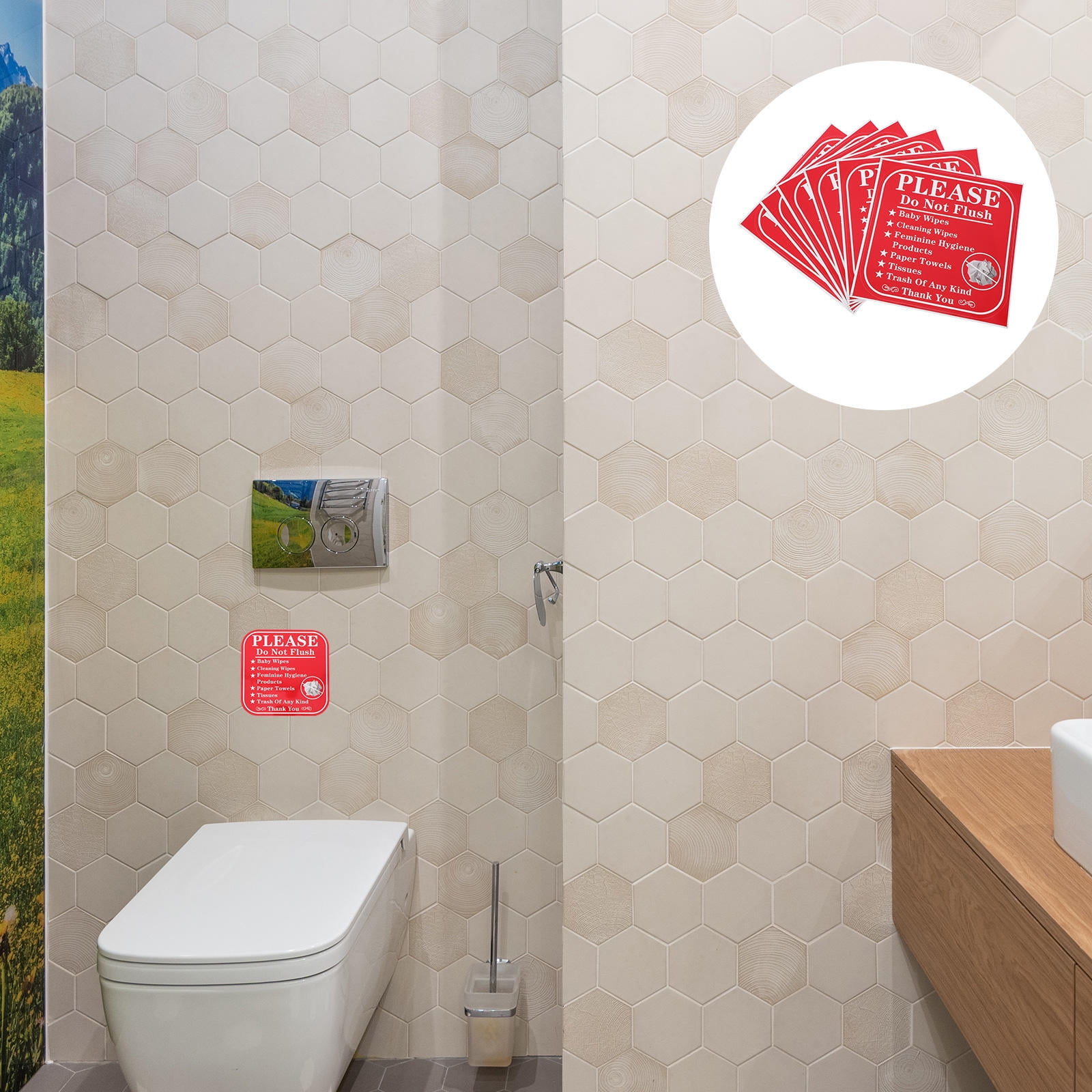 GOOHOCHY 24pcs Please Do Not Flush Stickers Bathroom Labels Bathroom ...