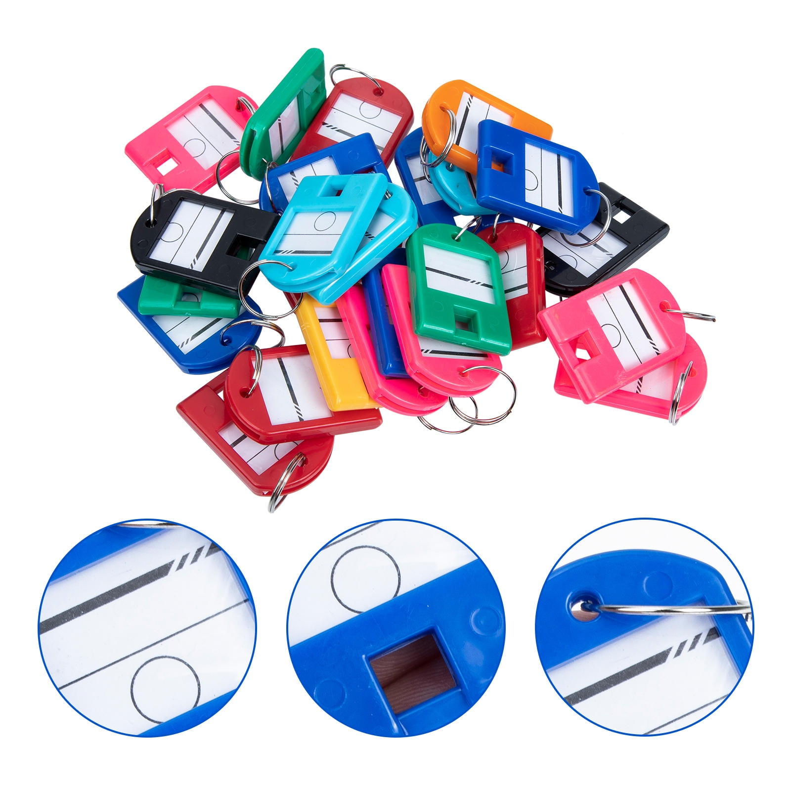 GOOHOCHY 25-Piece Assorted Color Plastic Key Tags with Metal , Key ...