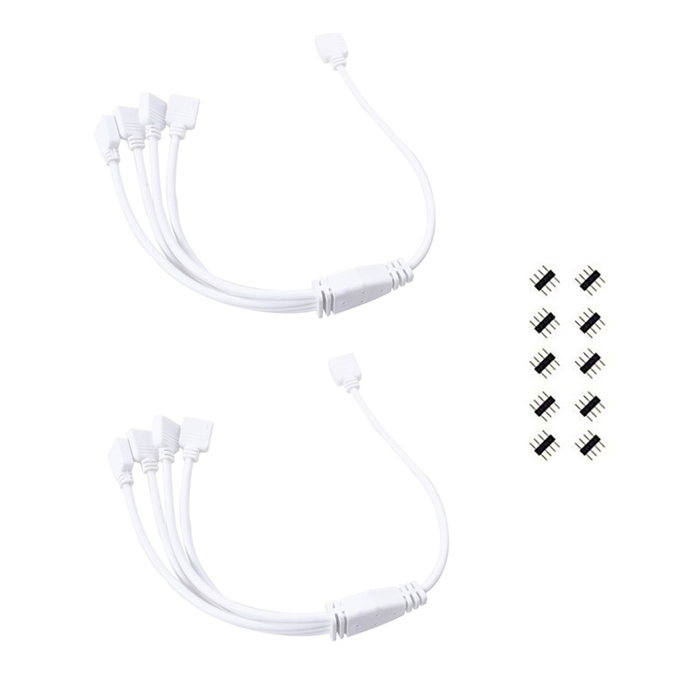 GOOHOCHY 2PCS/Set 4 Pin LED Strip Splitter Connectors 2 Way Splitter ...