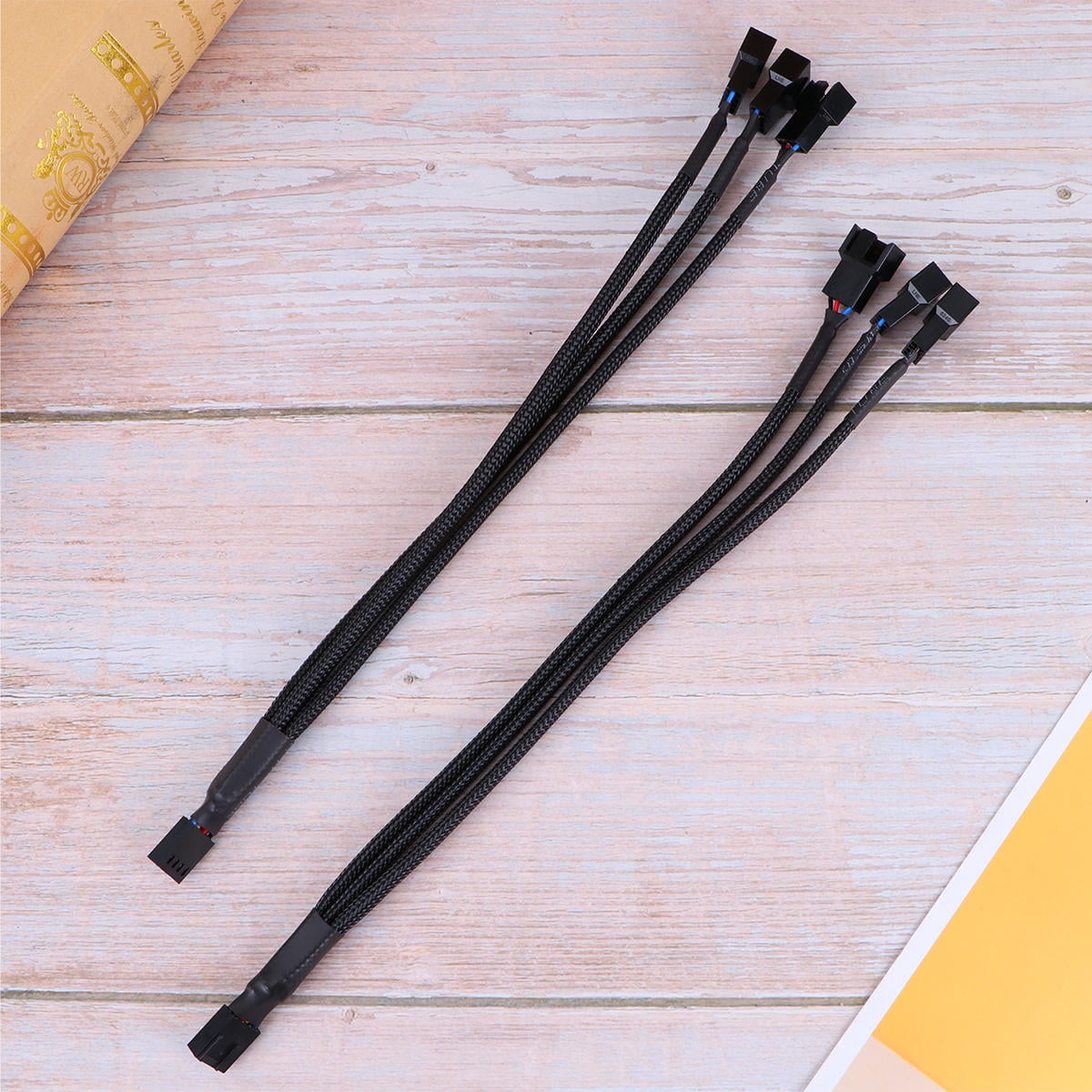 GOOHOCHY 2Pc 1 to 3 Mainboard 4 PIN Fan Extention Cables PWM Adapter ...