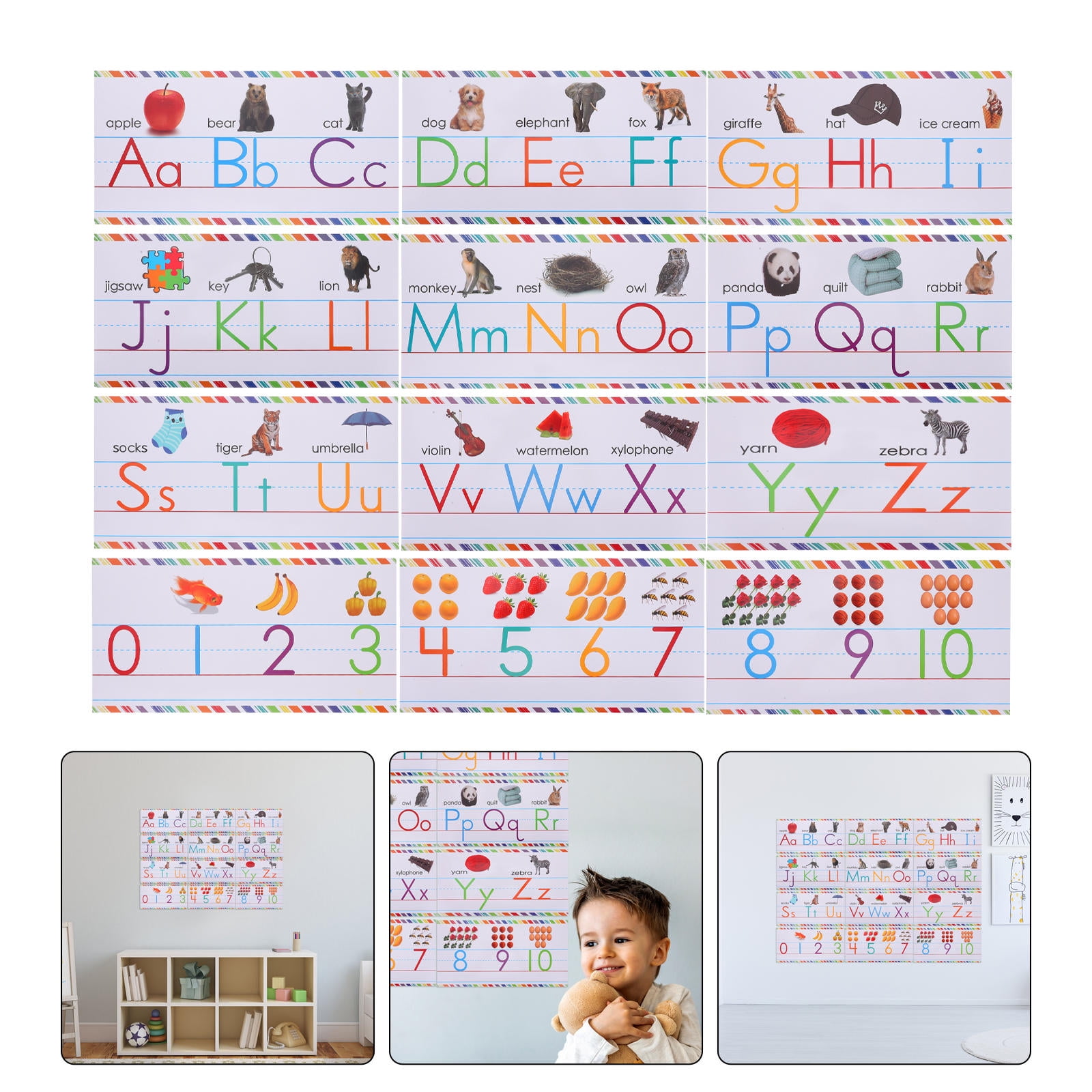 GOOHOCHY 2Pcs Alphabet Bulletin Board Set Boho Alphabet Poster Number 0 ...