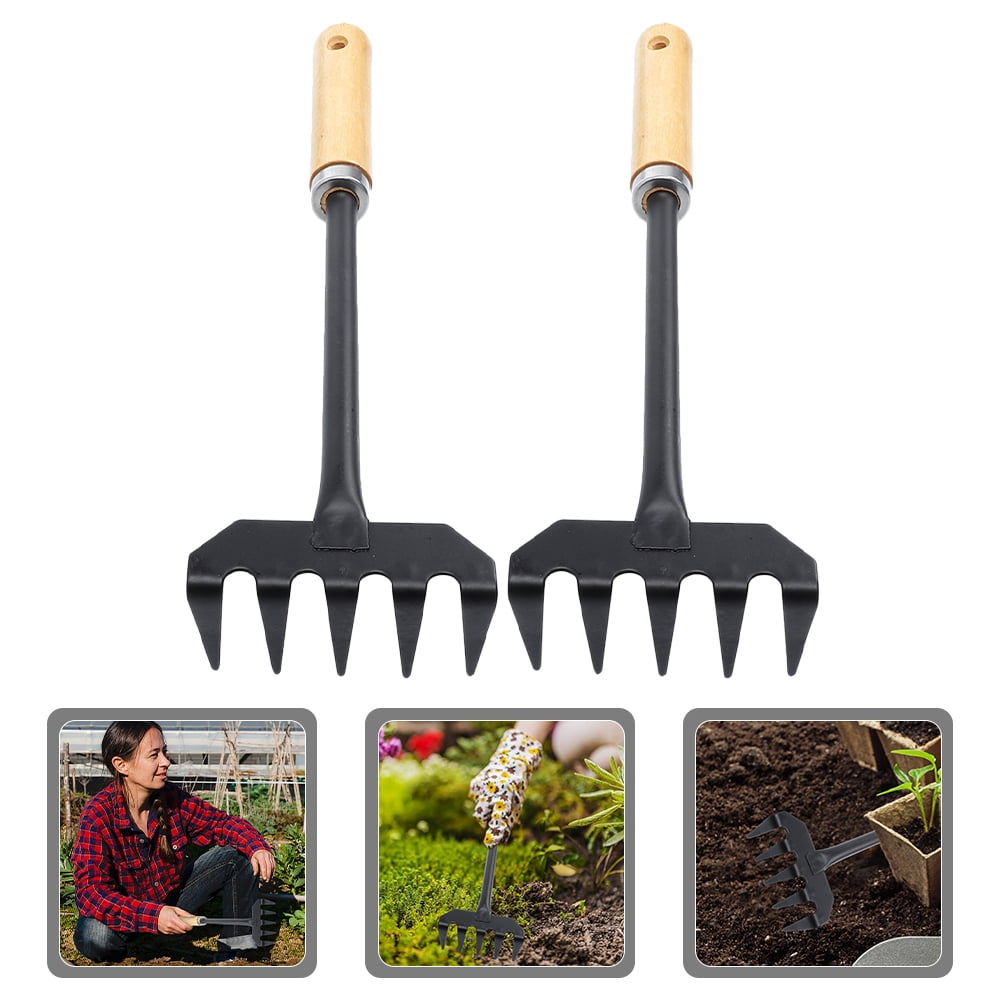 FUTUREORYY Rake Tools Small Hand Rake Iron 2Pcs Weeding Home Use ...