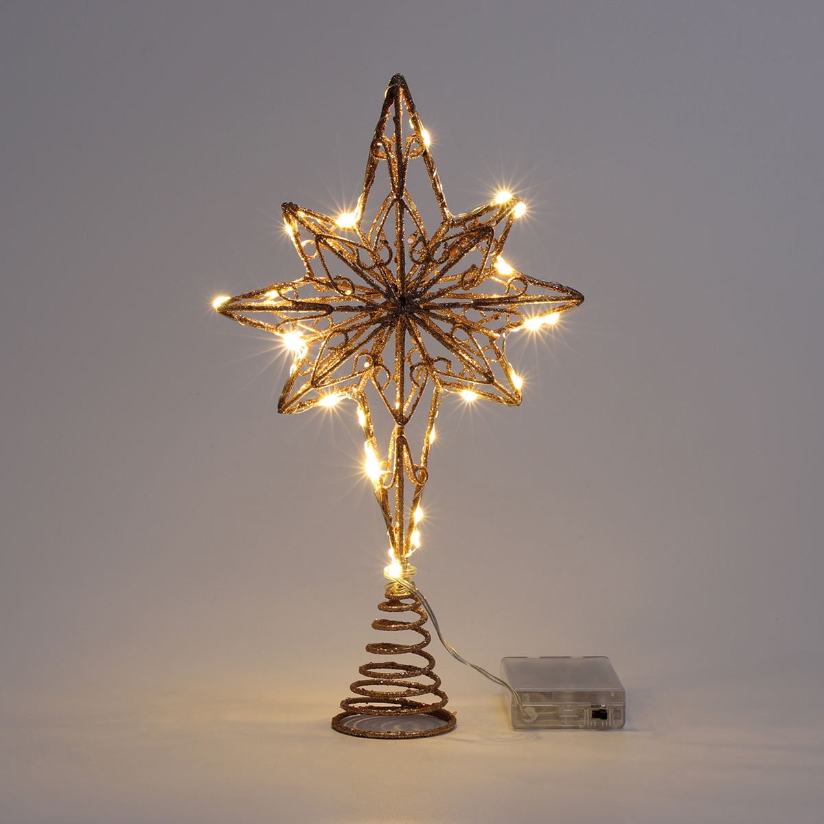 GOOHOCHY 2Pcs Lighted Star Tree Toppers Iron 16x30cm Golden Elegant ...
