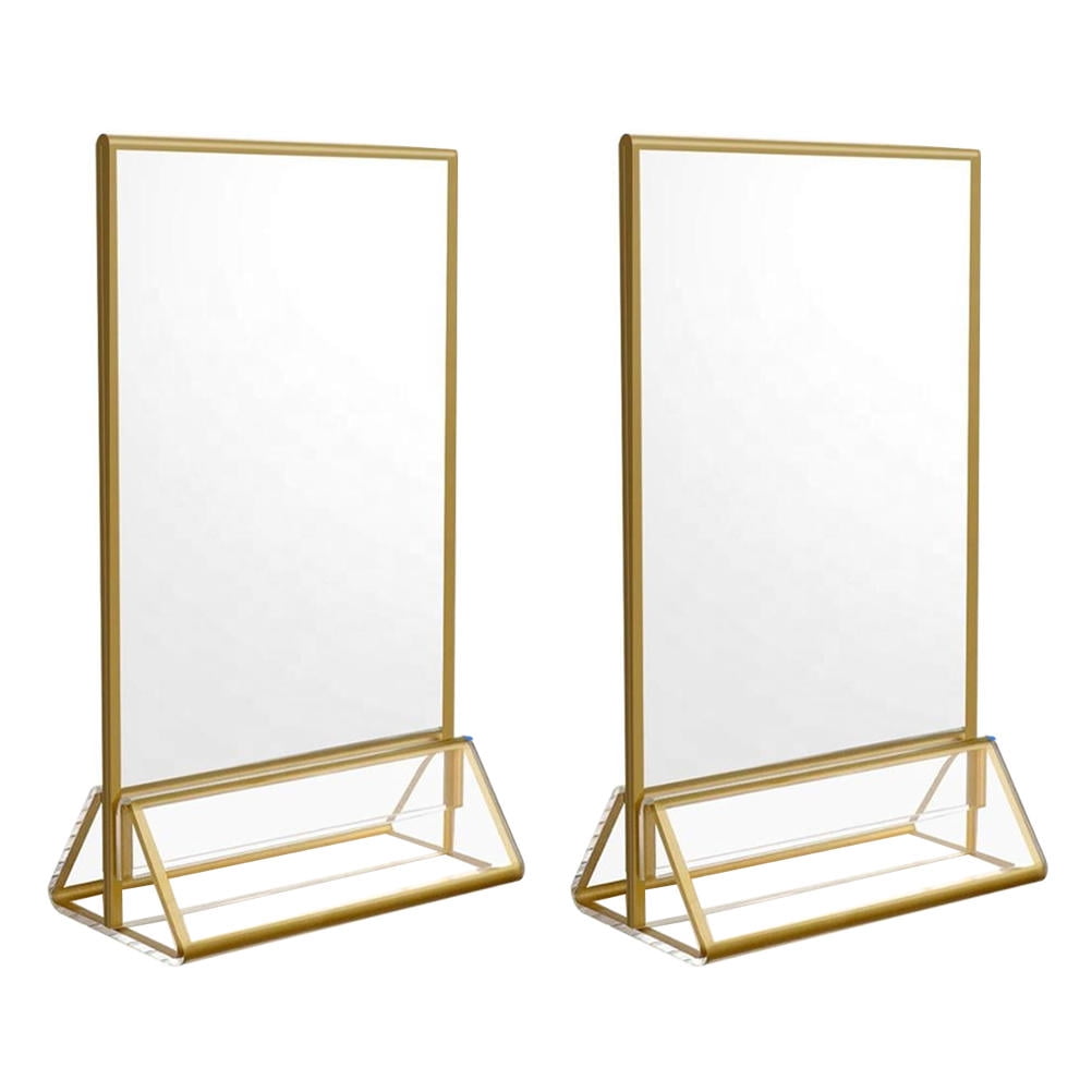 GOOHOCHY 2Set Desktop Sign Holder Golden Metal Acrylic Merchandise Sign ...