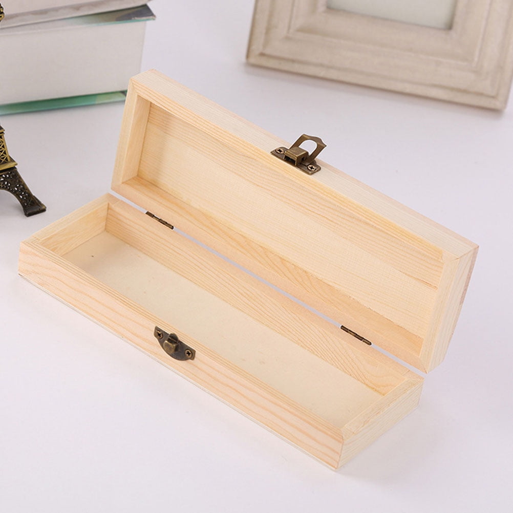 GOOHOCHY 2pcs Blank Wood Pen Box Pencil Storage Container Simple DIY ...