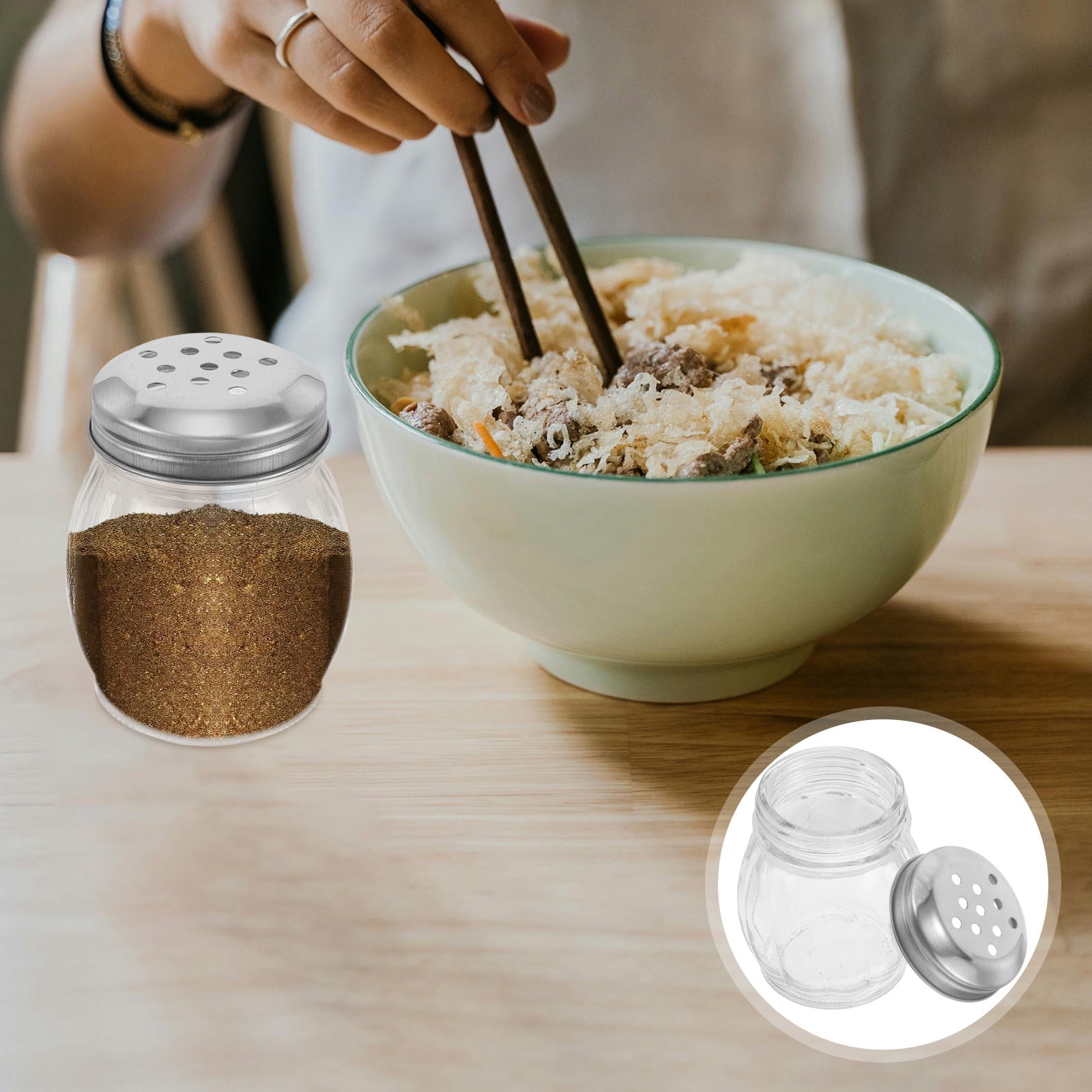 GOOHOCHY 2pcs Glass Seasoning Containers Spice Bottles for Kitchen BBQ ...