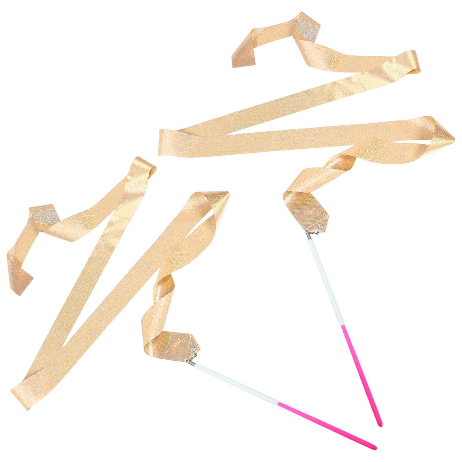 GOOHOCHY 2pcs Pink Golden Glitter Dance Ribbons Dance Ribbon Streamer ...