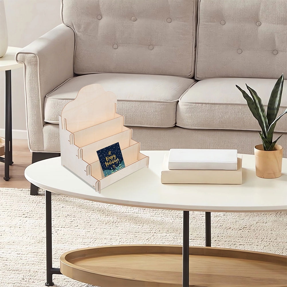 GOOHOCHY 2pcs Tiered Greeting Card Display Stand Wood Organizer Racks ...