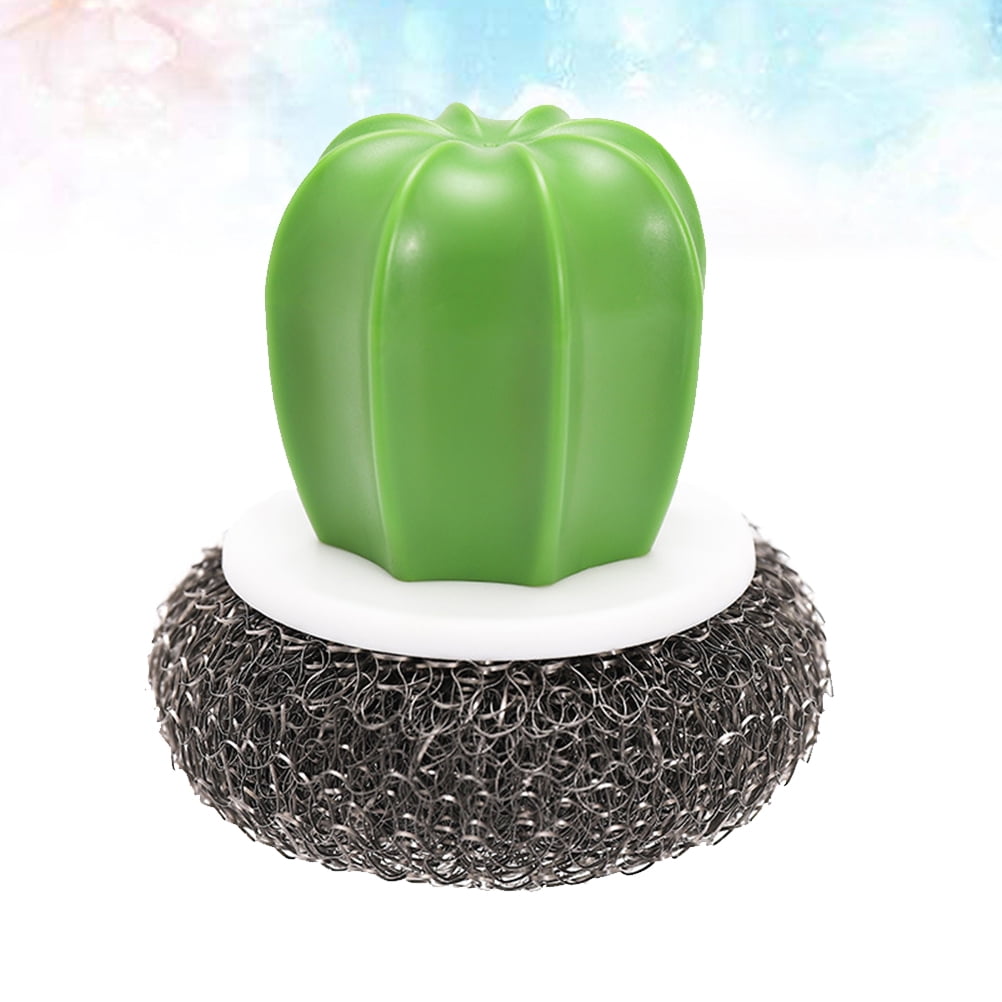 GOOHOCHY 3 Pack Steel Wool Kitchen Scrubber Dishwashing Brush Cactus ...