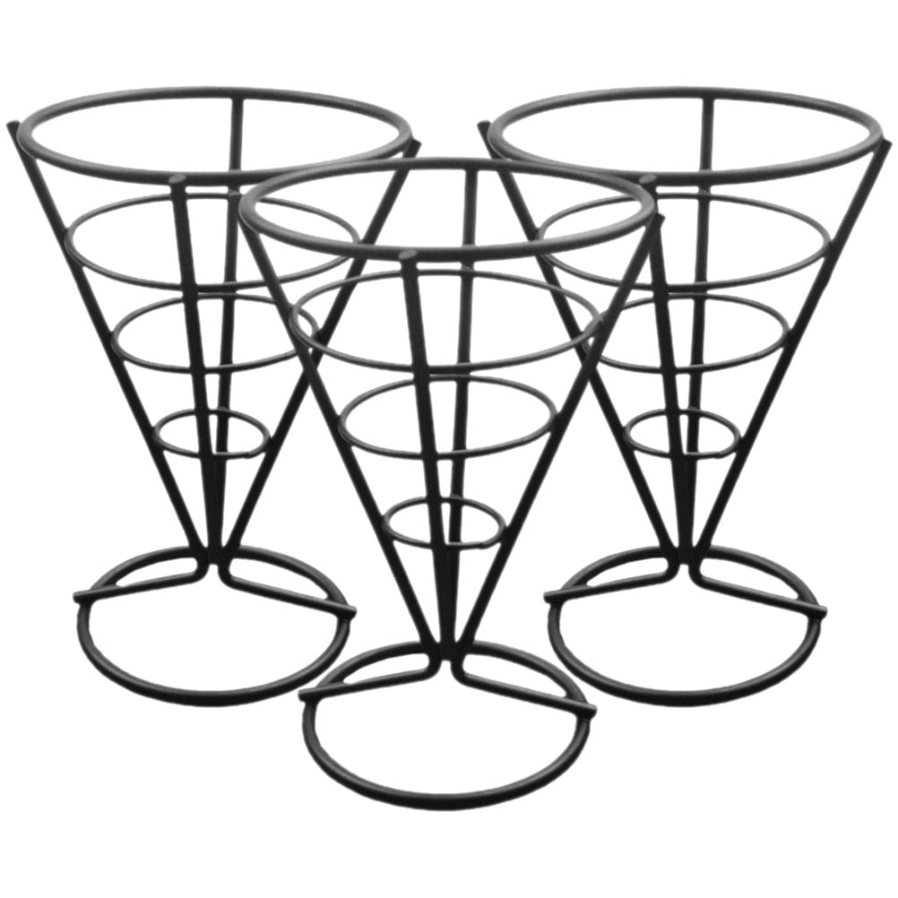 GOOHOCHY 3 Pcs French Fries Rack Fry Wire Cone Basket Restaurant Black ...