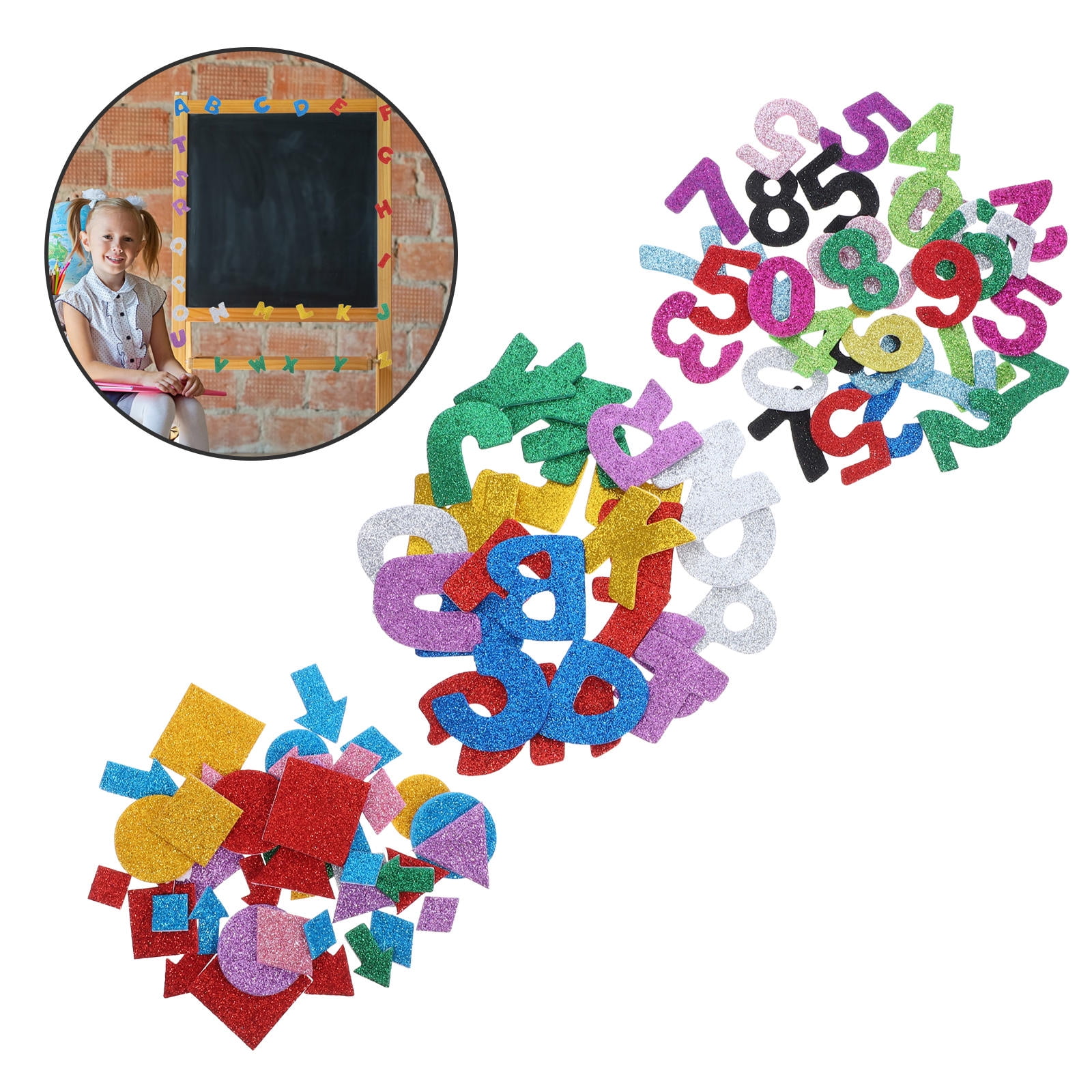 GOOHOCHY 3 Sets Glitter Stickers Bulletin Board Letters Sequin Numbers ...