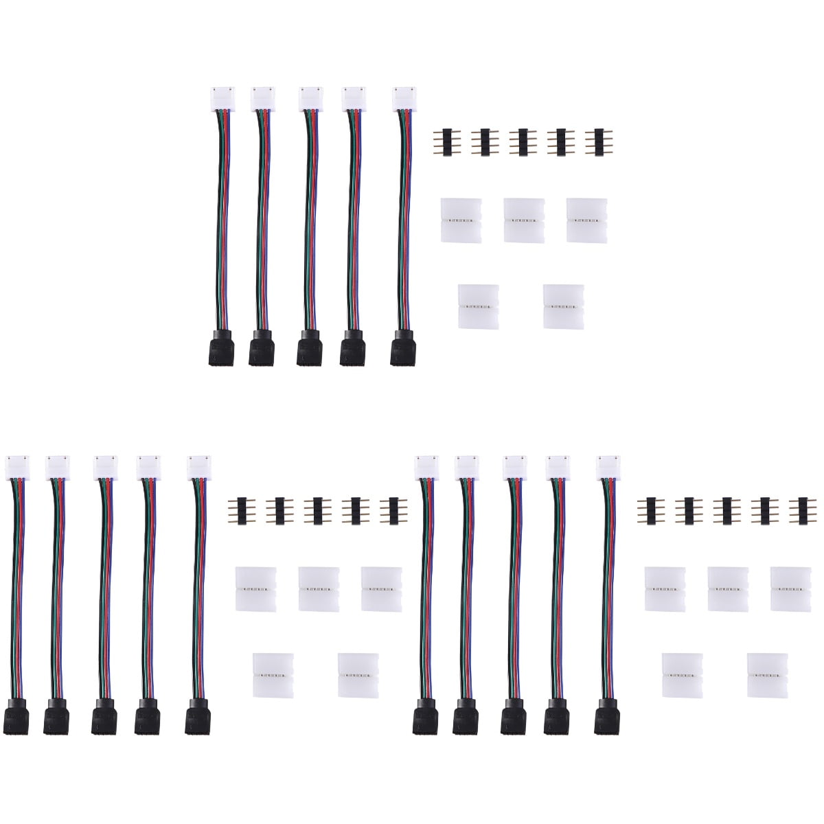 GOOHOCHY 3 Sets RGB LED Light Strip Connector 4 Pin LED Strip Jumper ...