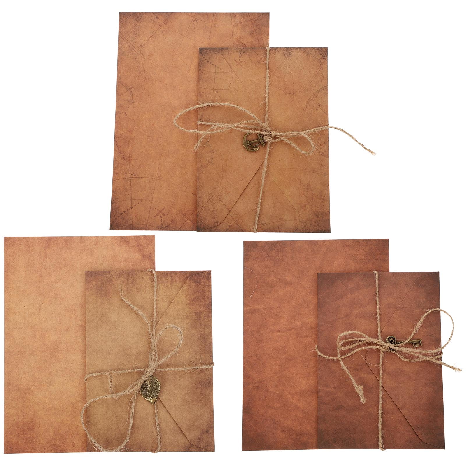 GOOHOCHY 3 Sets Vintage Envelope Stationery Set Rope Copper Ink ...