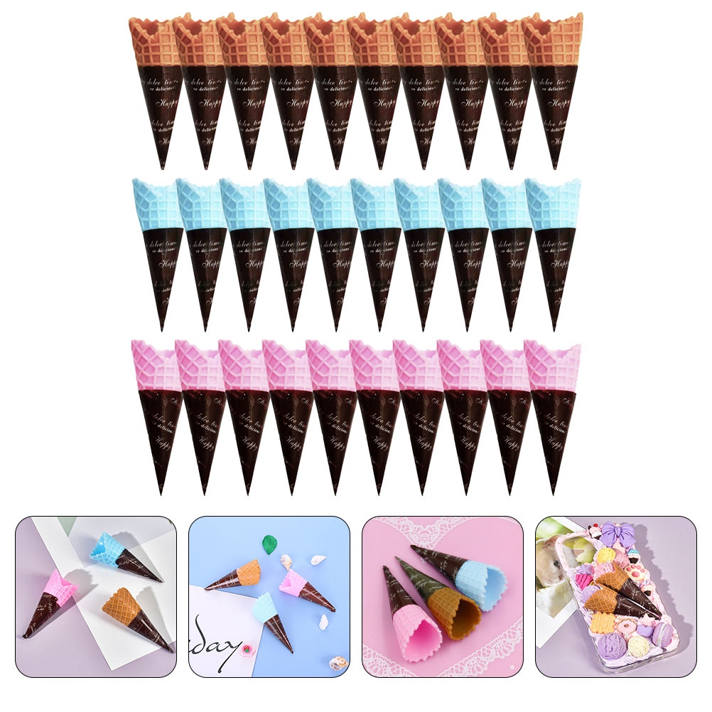 GOOHOCHY 30 Pcs Mini Simulated Ice Cream Cone Ice Cream Cone Model ...
